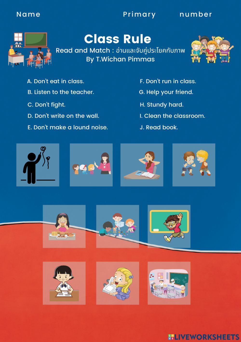 Classroom Rules online exercise for 4 | Live Worksheets