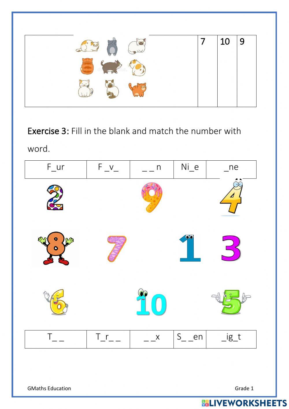 Math online exercise for 1 | Live Worksheets