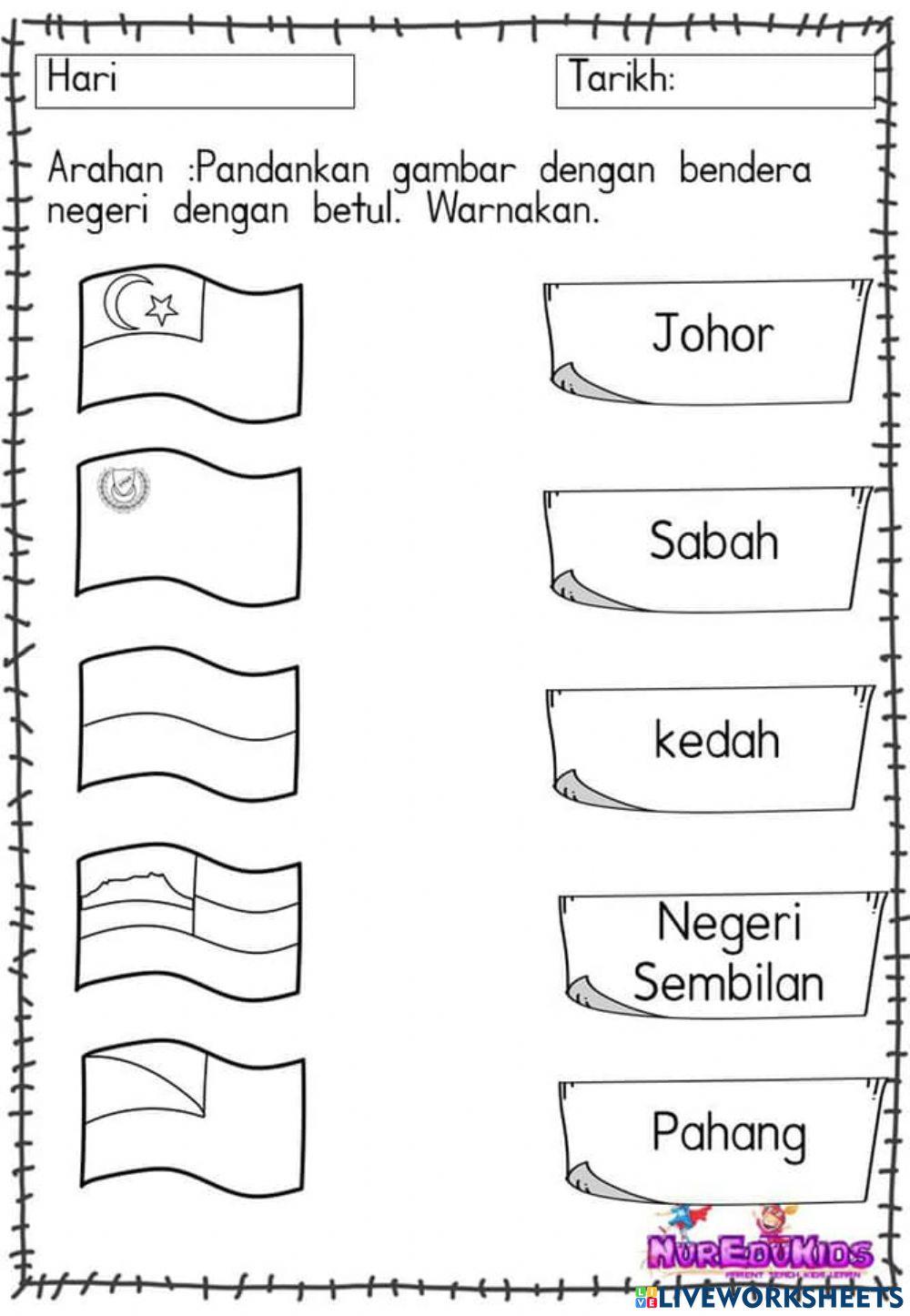 Bendera negeri online worksheet | Live Worksheets