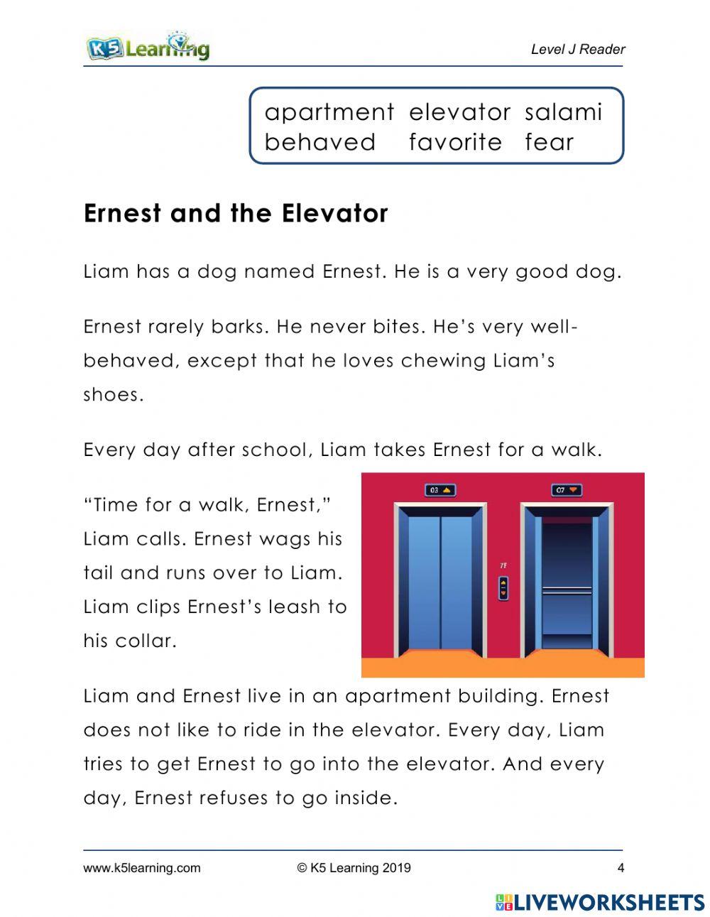 Ernest and the Elevator worksheet | Live Worksheets