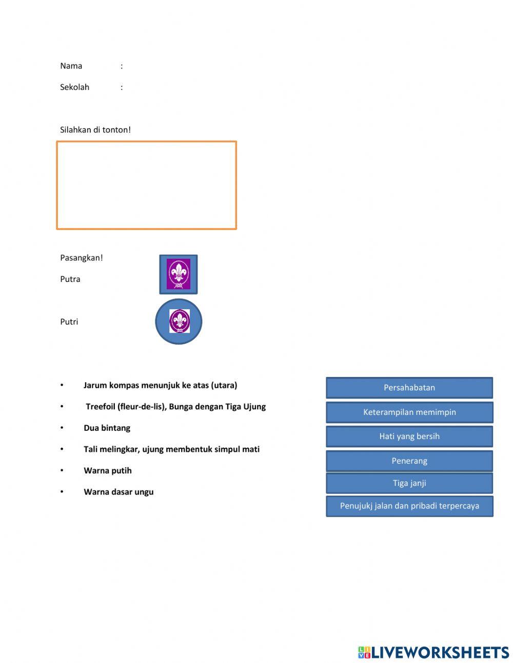 Pramuka activity | Live Worksheets