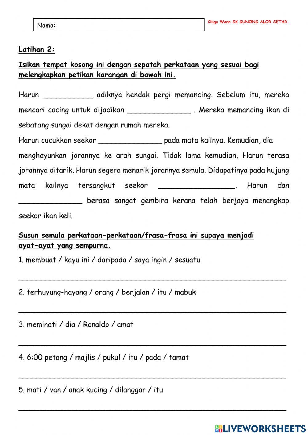 Latihan 2 : Perbendaharaan Kata dan Struktur Ayat 1261448