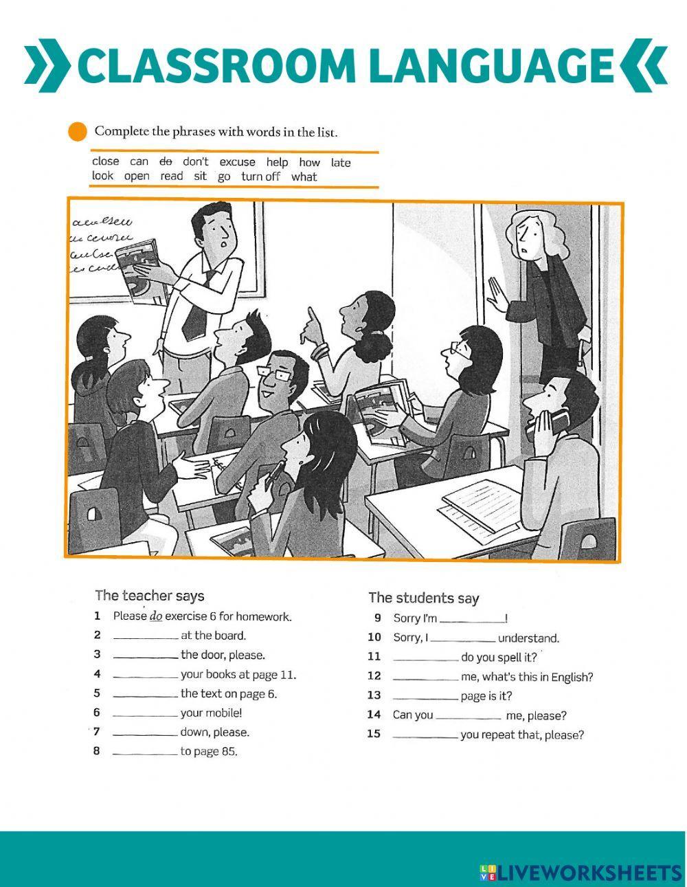 Classroom Langu… | Free Interactive Worksheets | 1261570