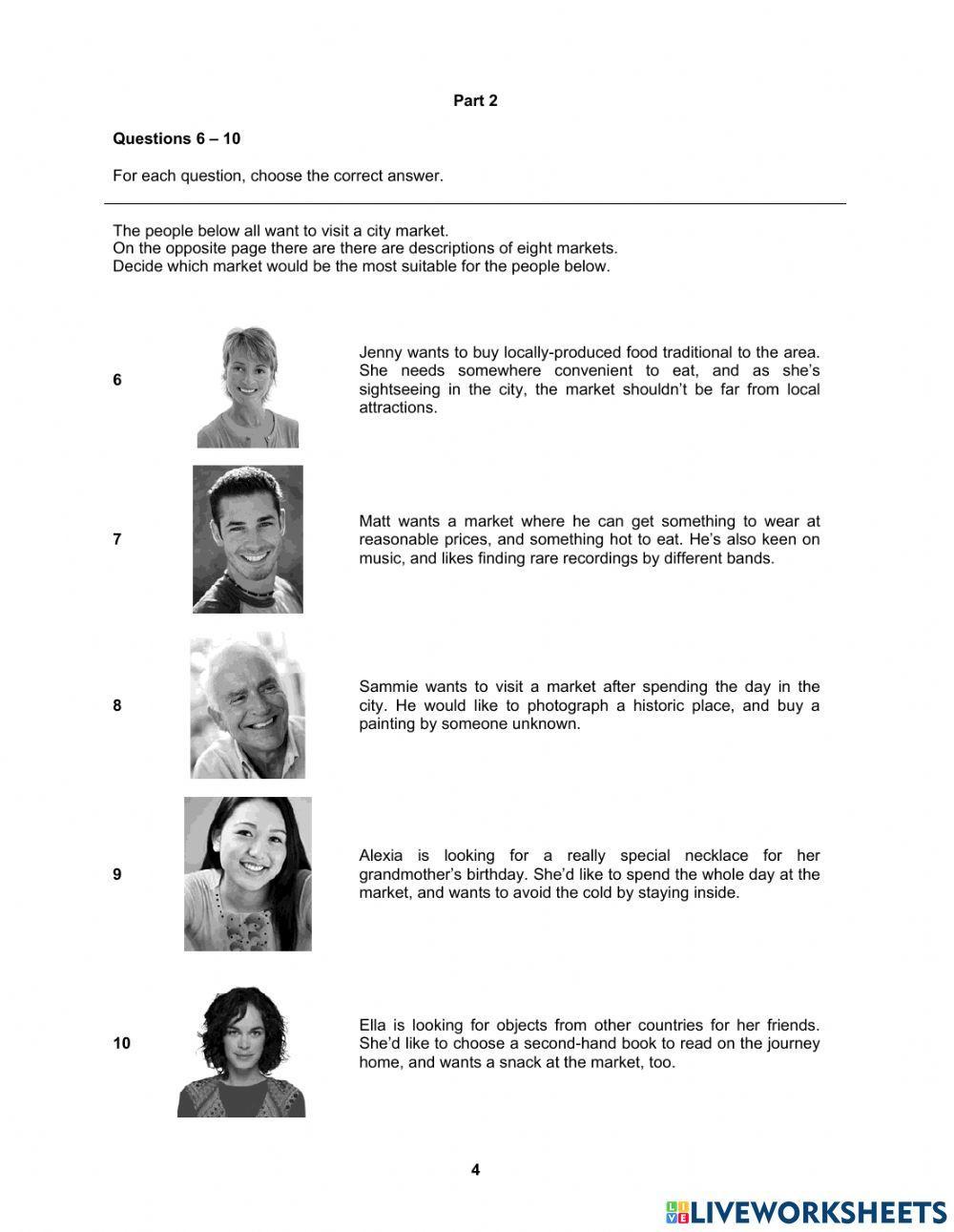 Reading pet exa… | Free Interactive Worksheets | 1261711