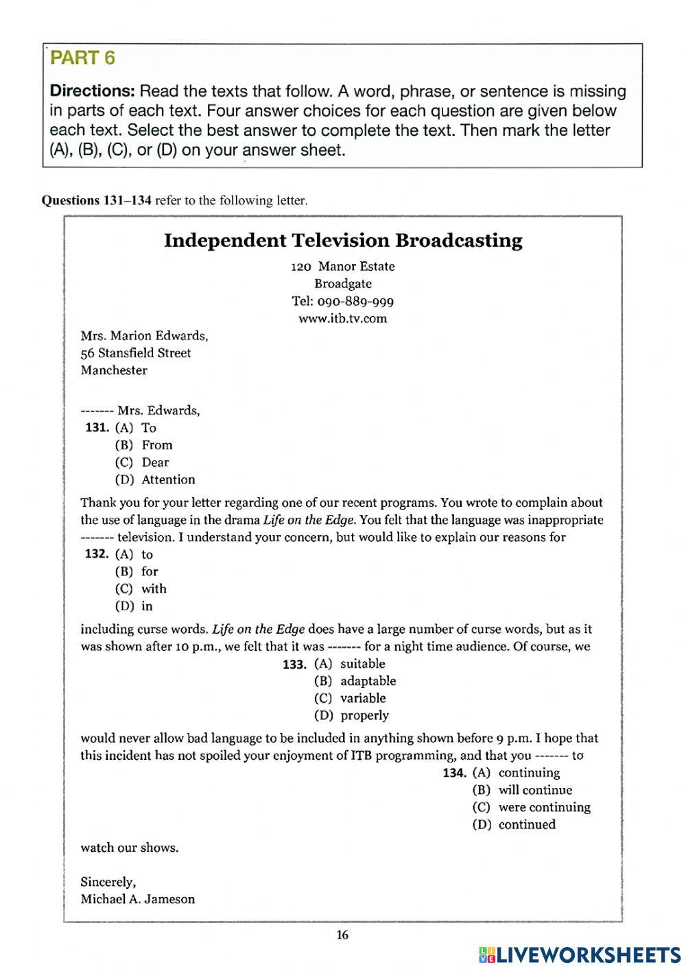 1262436 | Toeic part 6 | Ade Windiana Argina