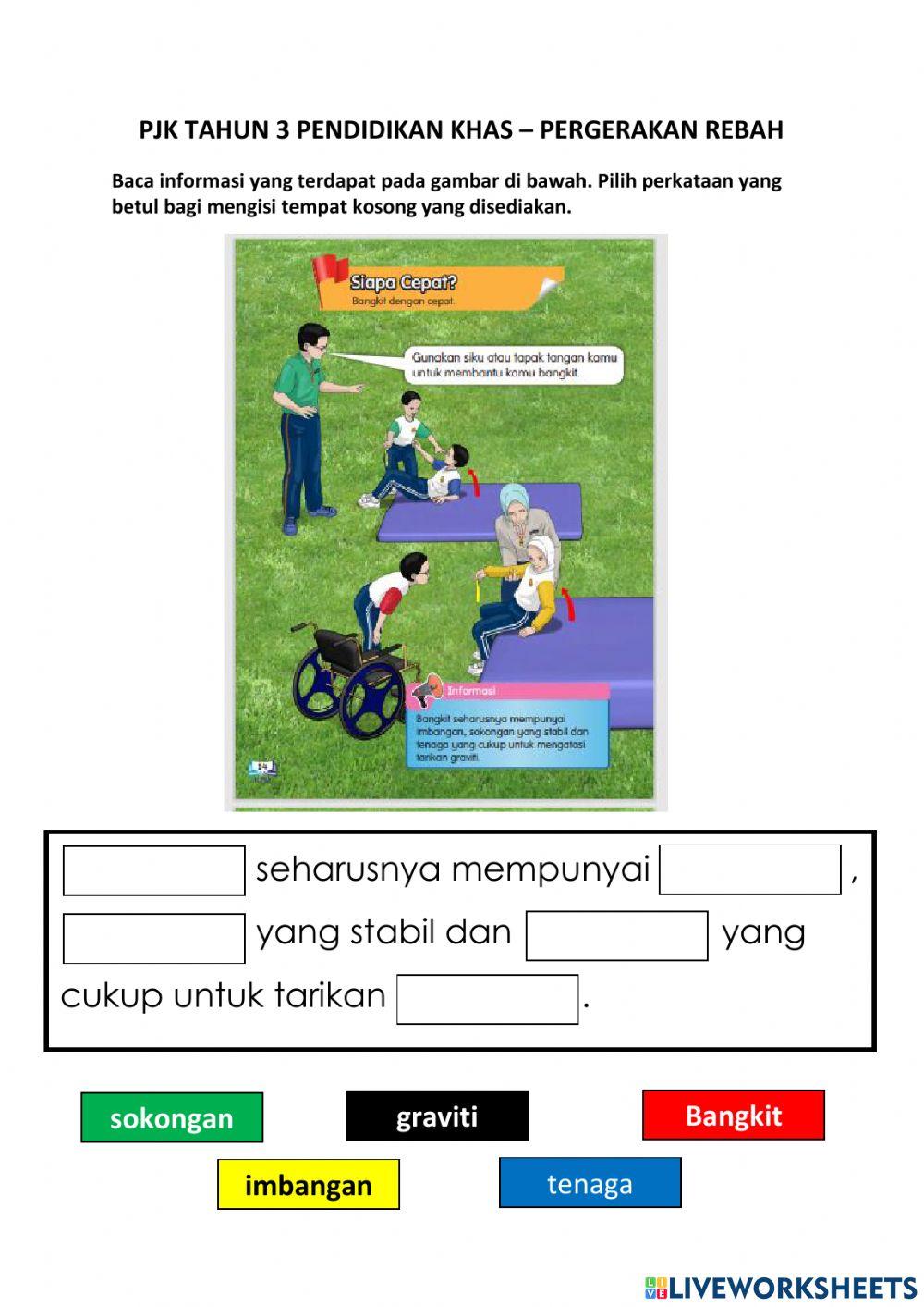 Pergerakan Rebah worksheet | Live Worksheets
