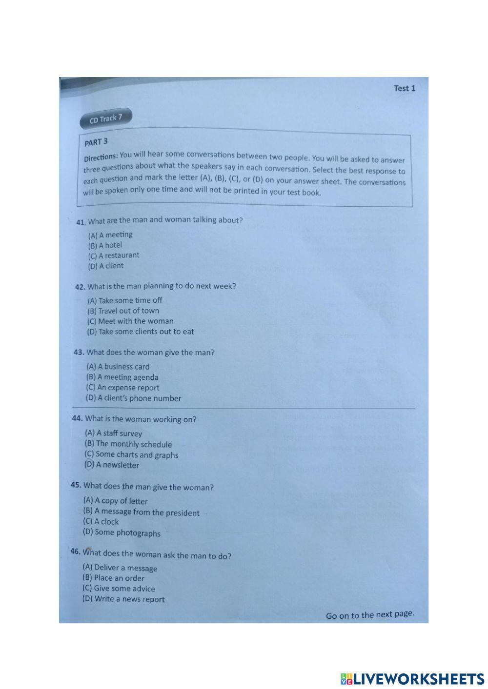 Toeic Conversation worksheet | Live Worksheets
