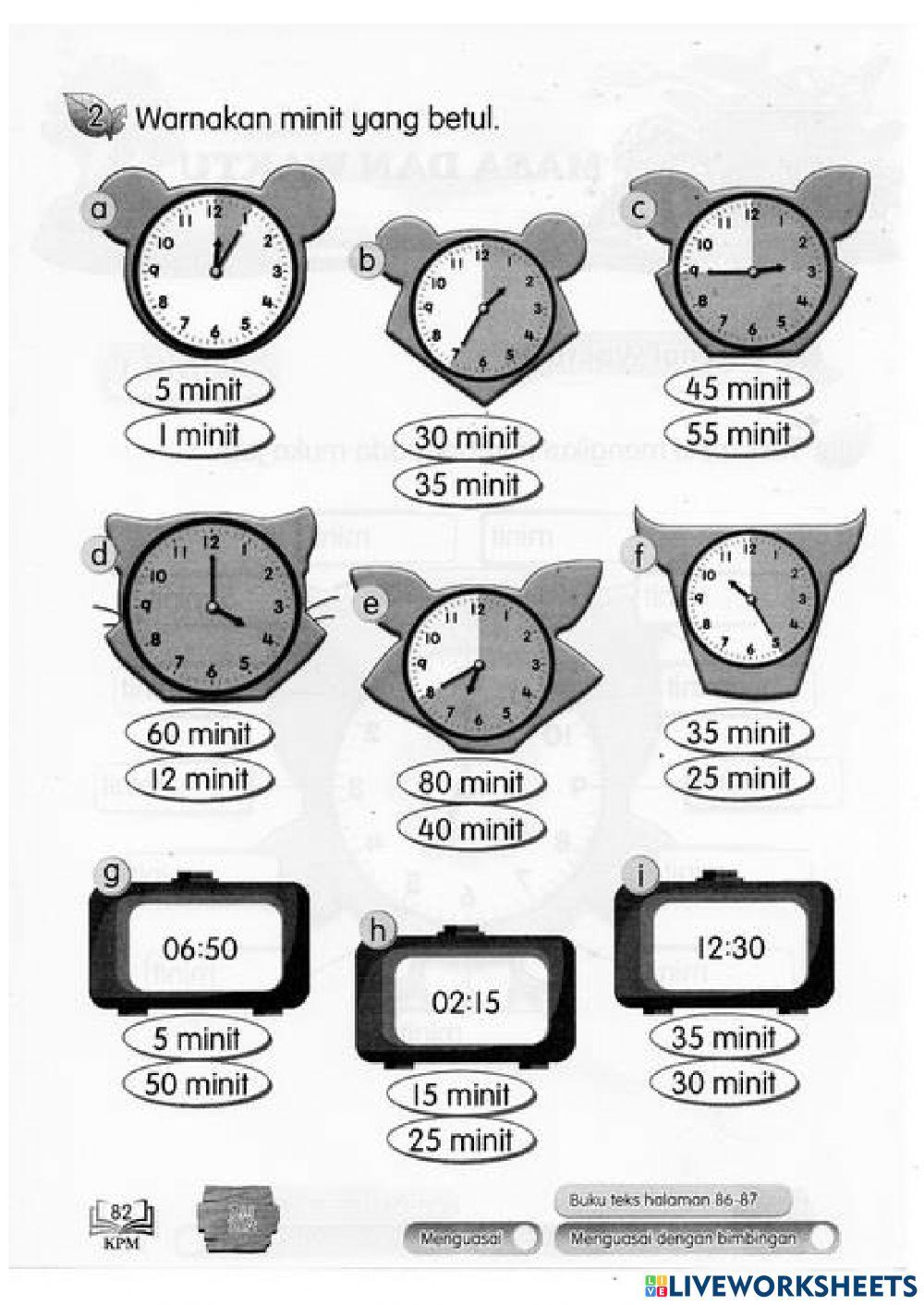 Masa dan Waktu LD TH 4 interactive worksheet | Live Worksheets