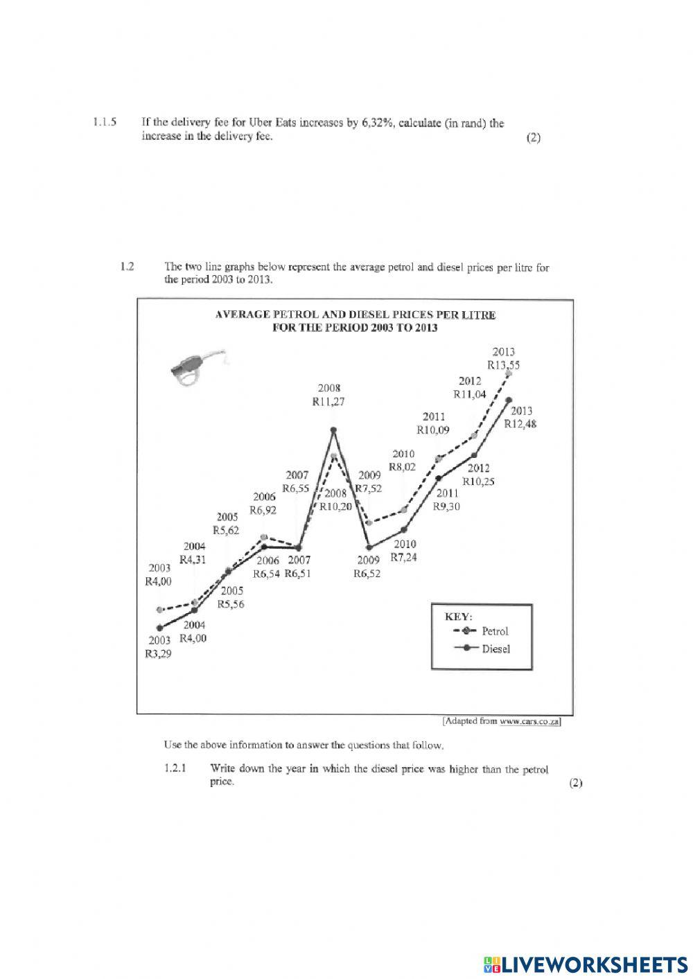 Math Literacy paper 1 part 1 worksheet | Live Worksheets