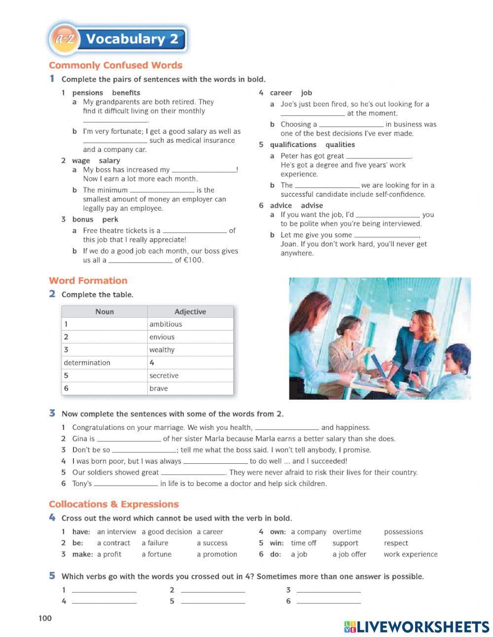 Unit 8: A HARD DAY'S WORK - VOCABULARY worksheet | Live Worksheets