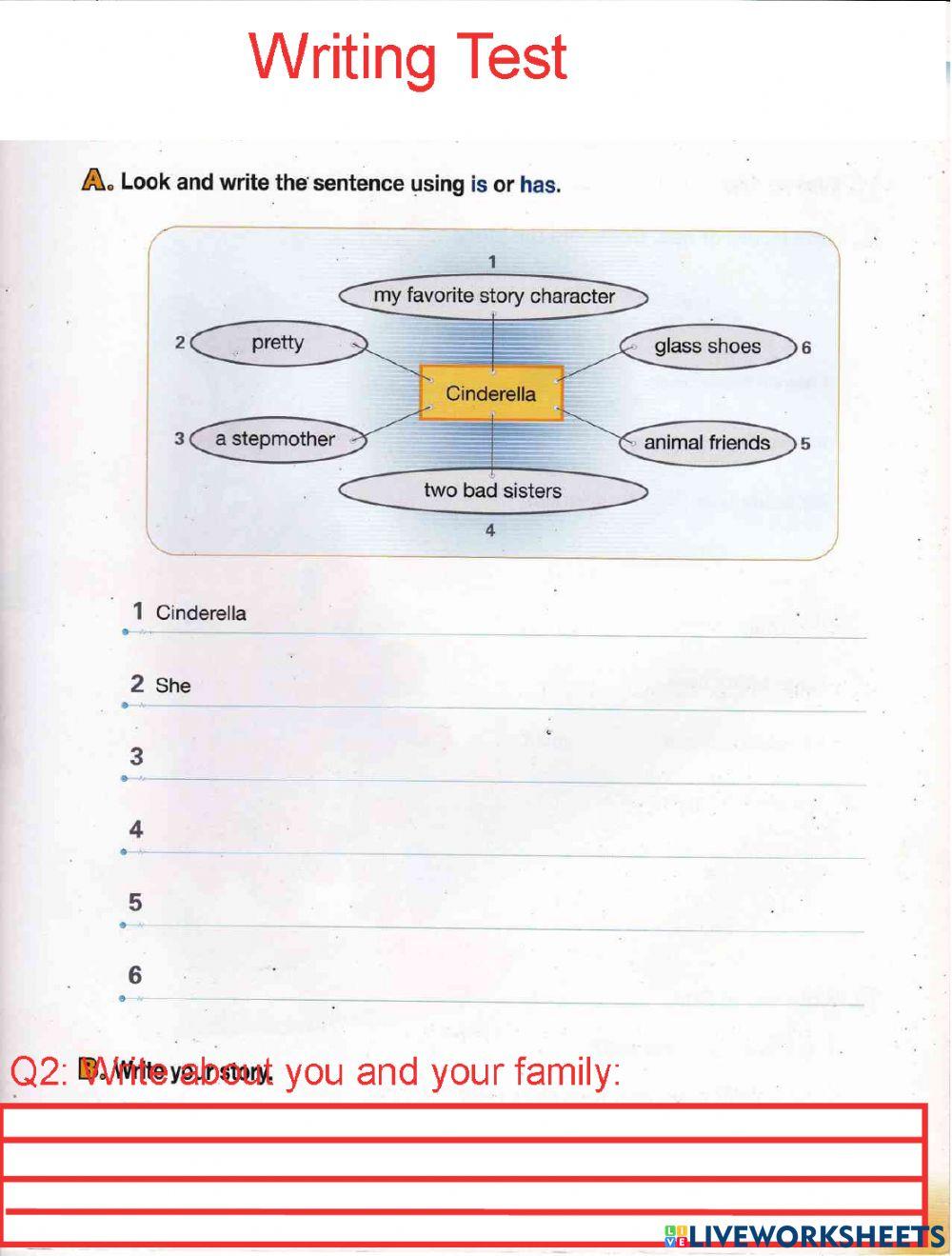 Kids-A1 p2 -Grammar - Writing Test online exercise for | Live Worksheets