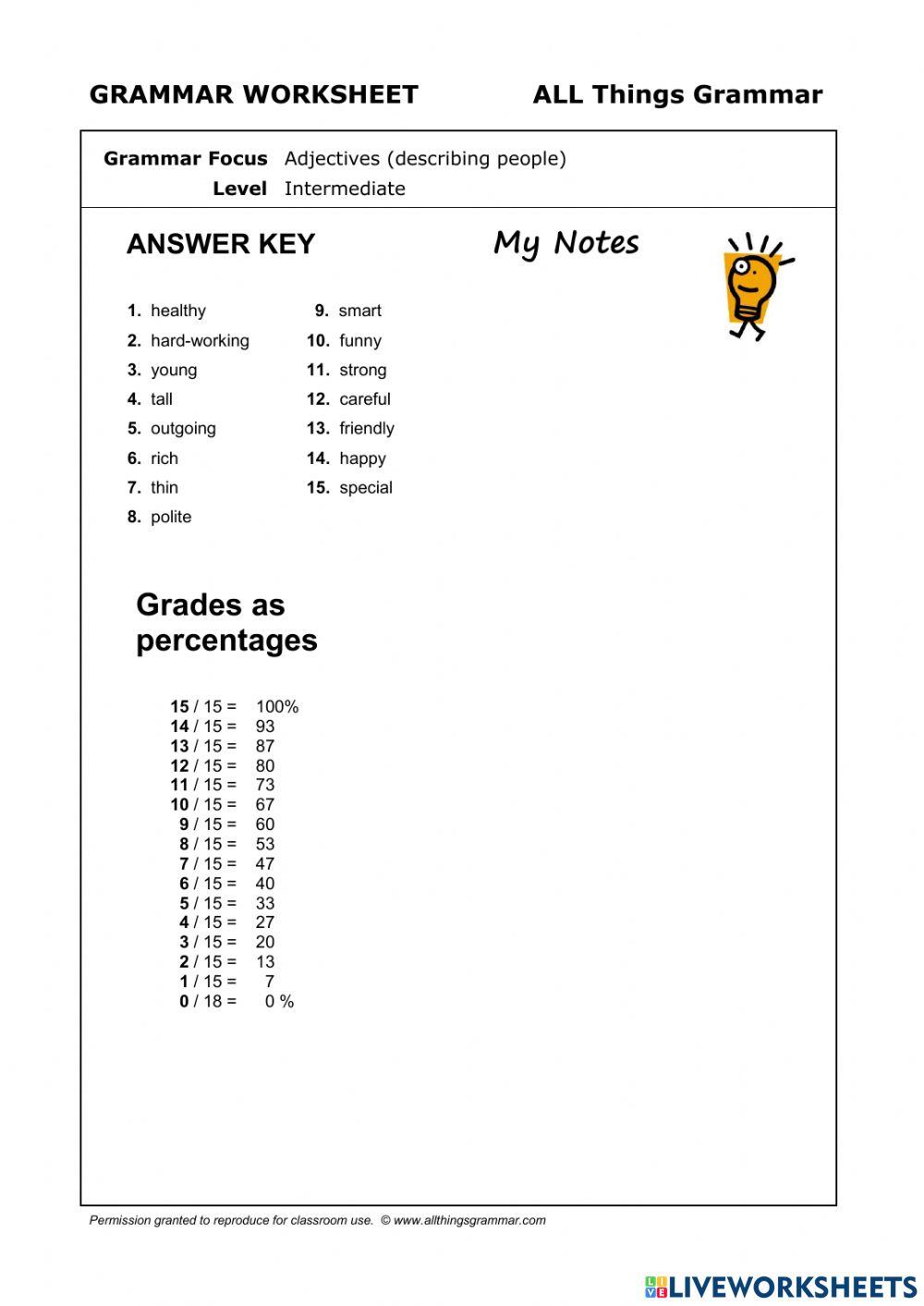 Exercise - Adjective online exercise for | Live Worksheets