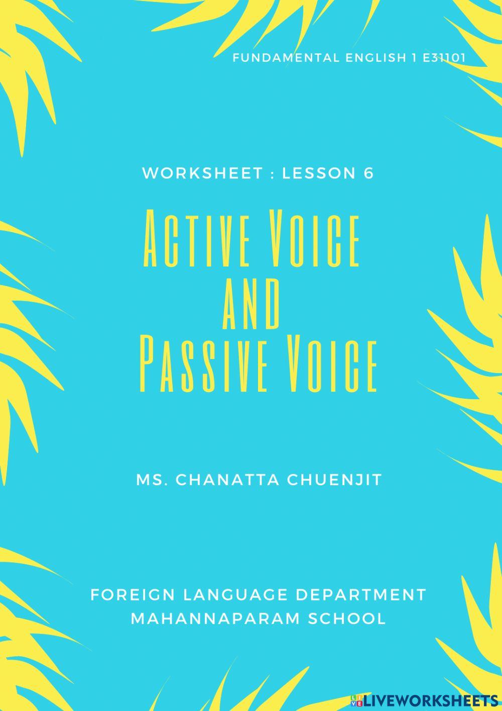 Active Voice and Passive Voice: Present Simple Tense exercise | Live ...