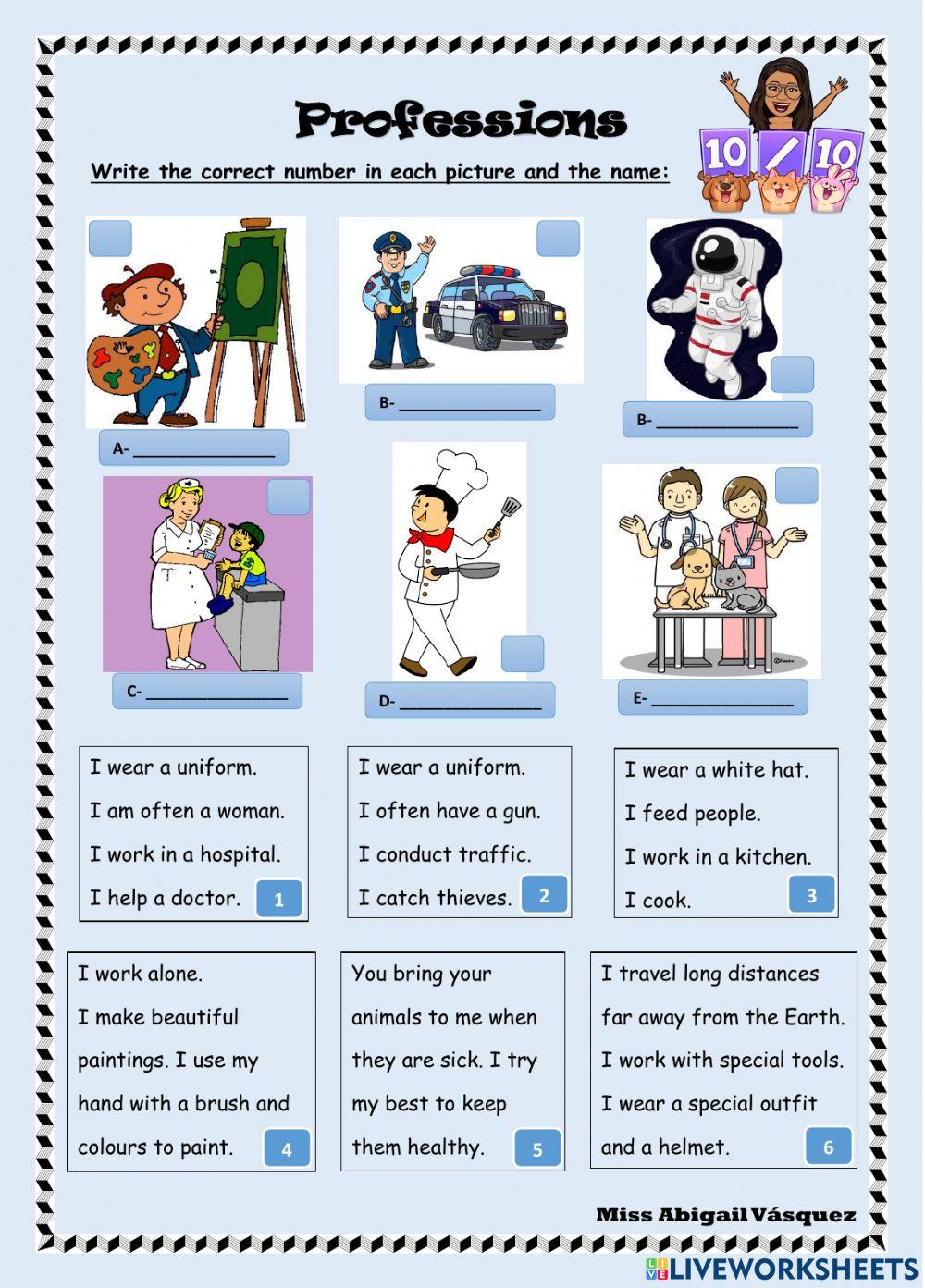 Professions | Free Interactive Worksheets | 1264523