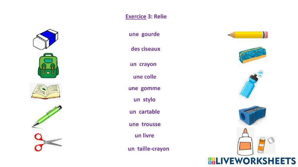 Les fournitures interactive worksheet | Live Worksheets