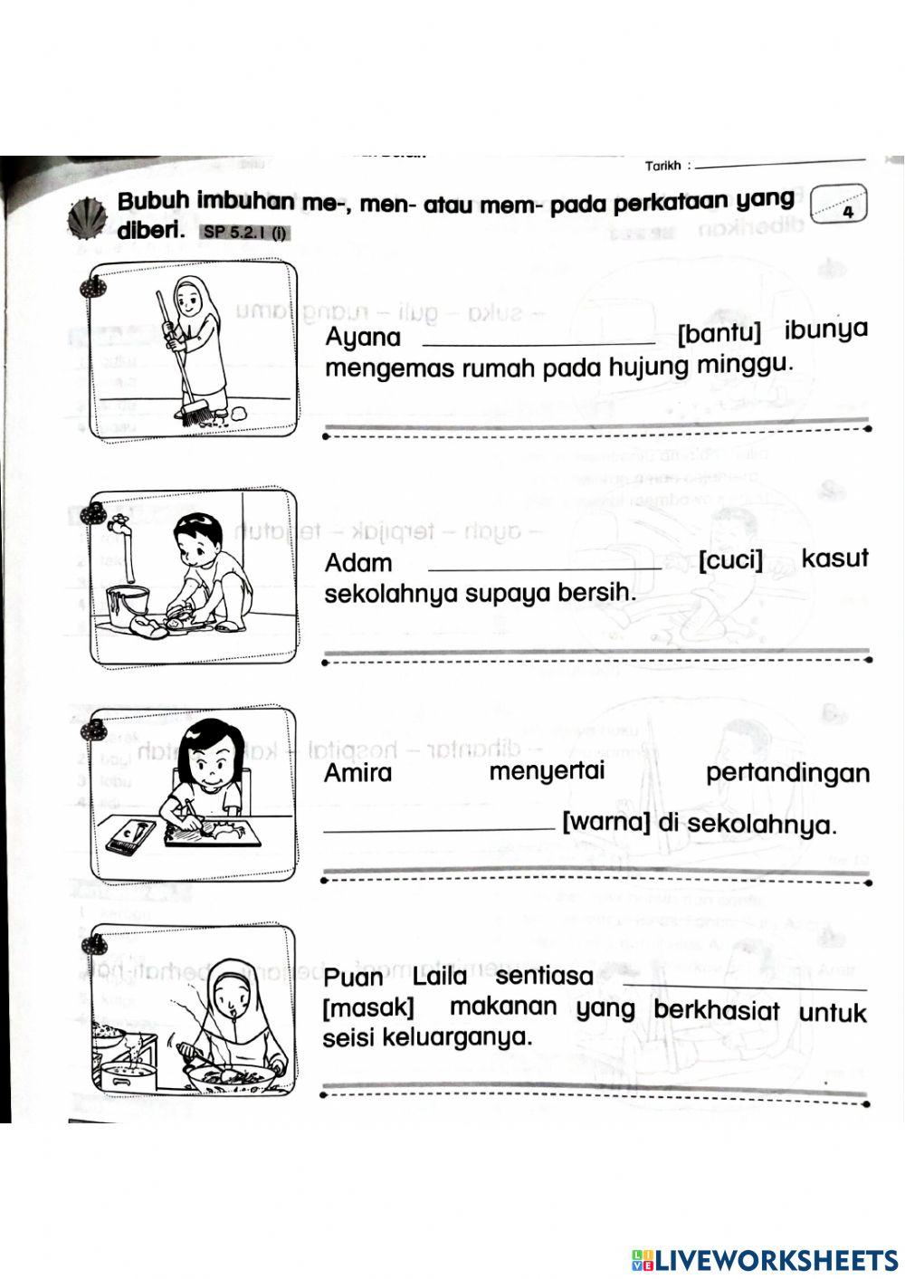 Bahasa melayu online exercise for std1 | Live Worksheets