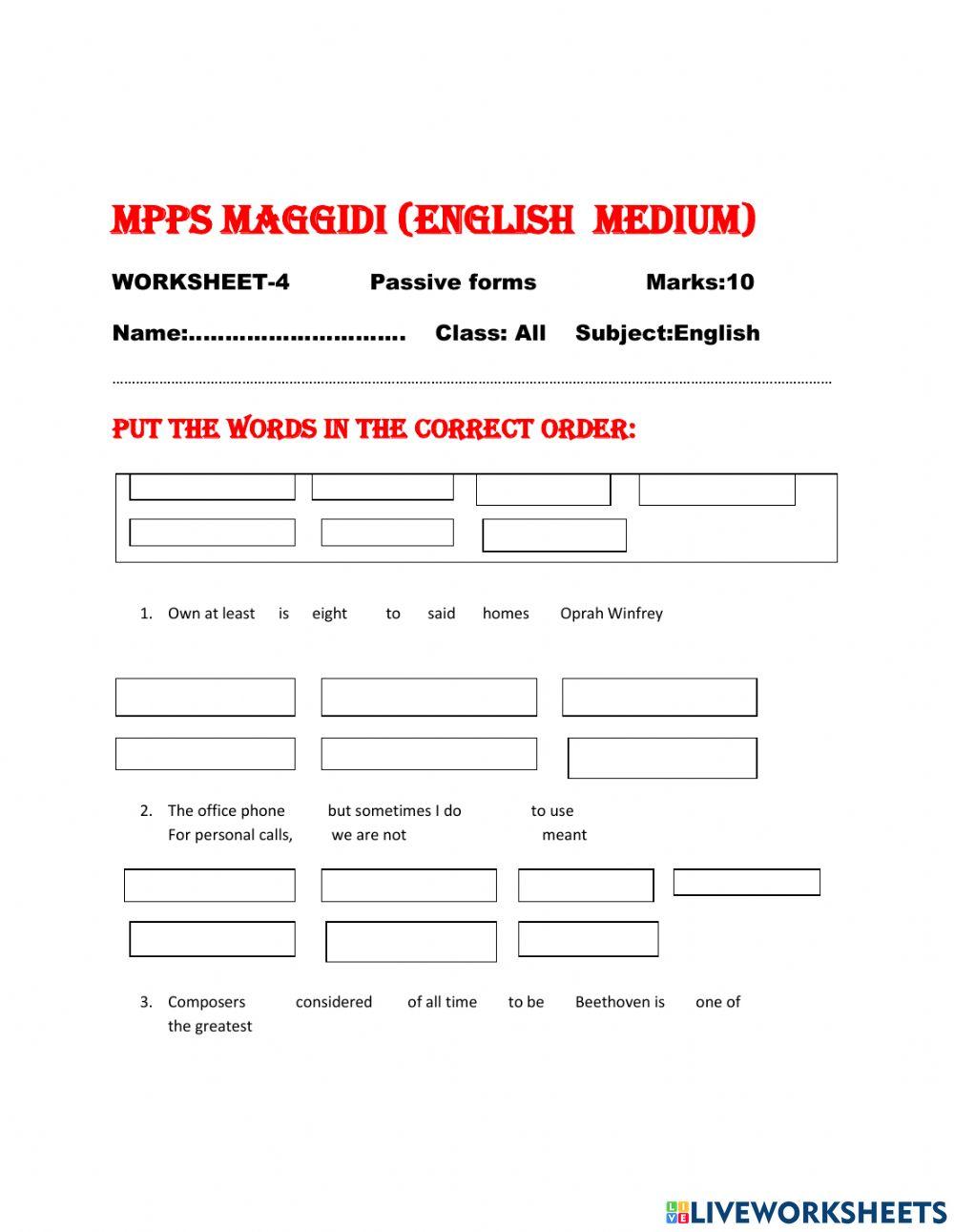 Passive forms 4 worksheet | Live Worksheets