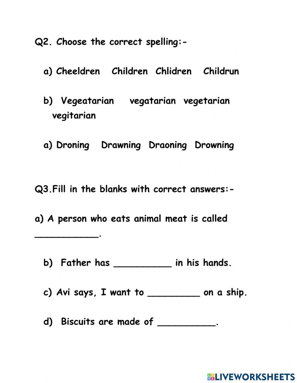 Spell bee online exercise | Live Worksheets