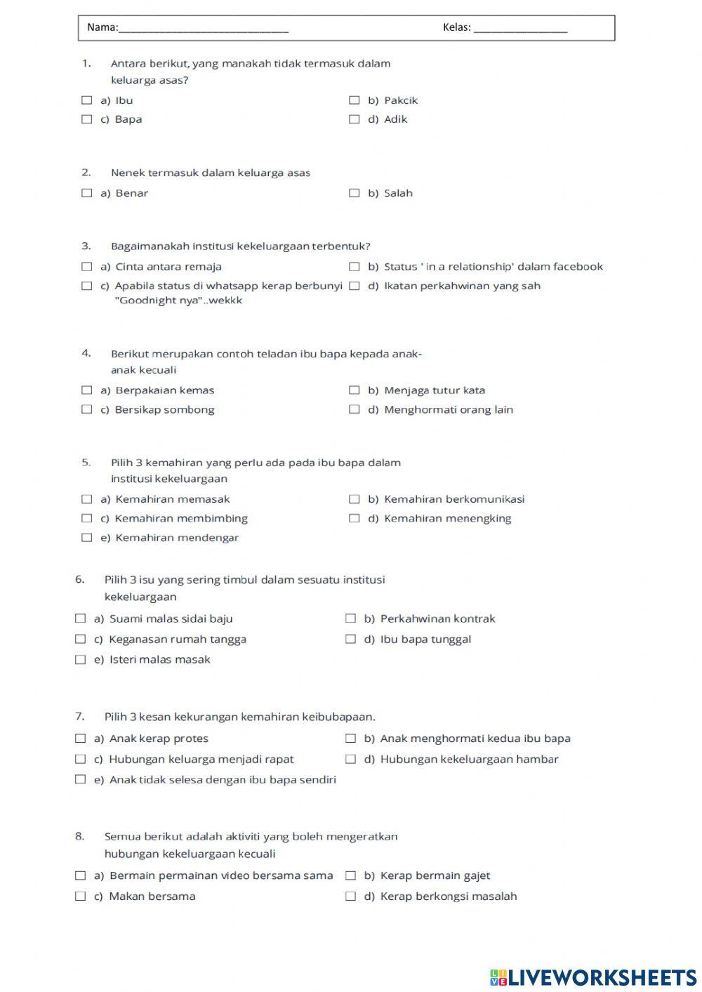 PJPK Tingkatan … | Free Interactive Worksheets | 1265163