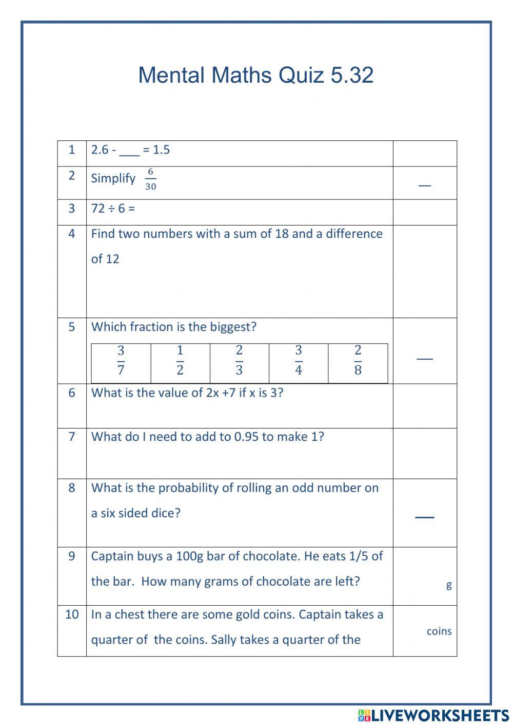 1265174 | Mental Maths 5.32 | Daniel Sunshine