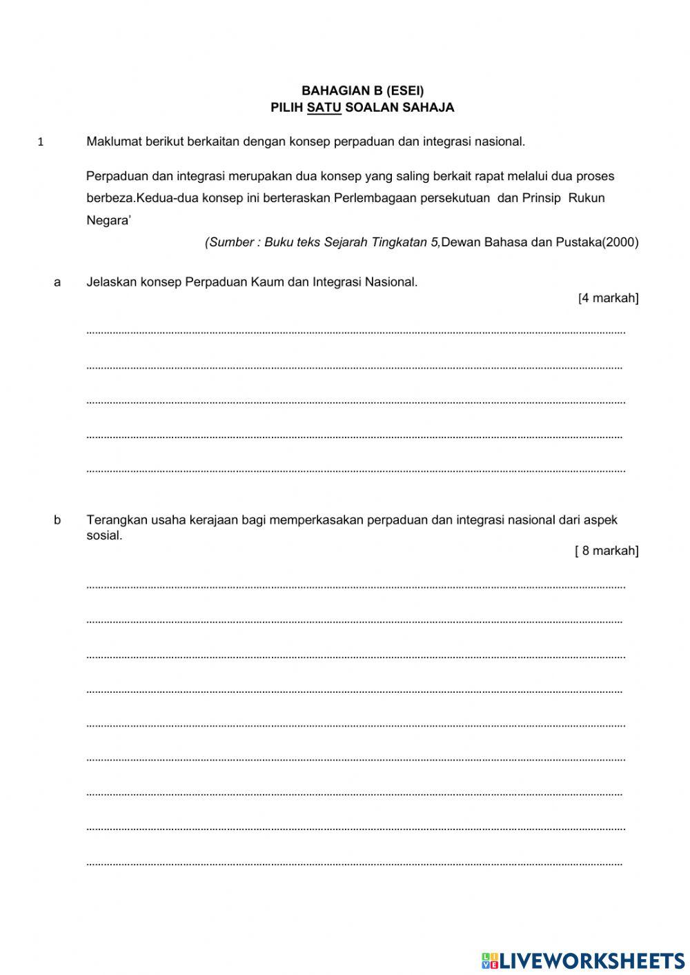 PILIHAN ESEI NO… | Free Interactive Worksheets | 3300207