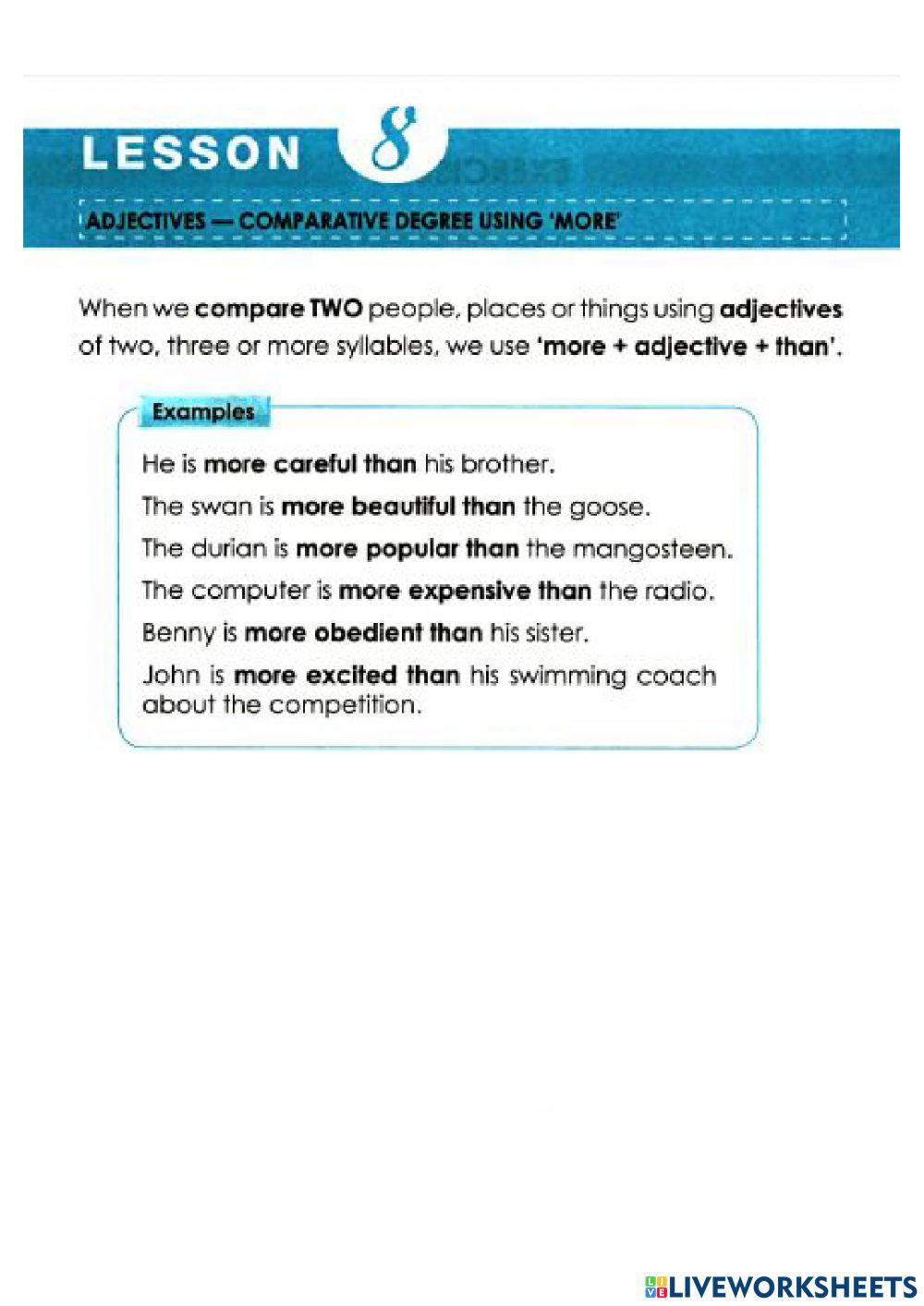 Comparative adjectives | Rina94 | Live Worksheets