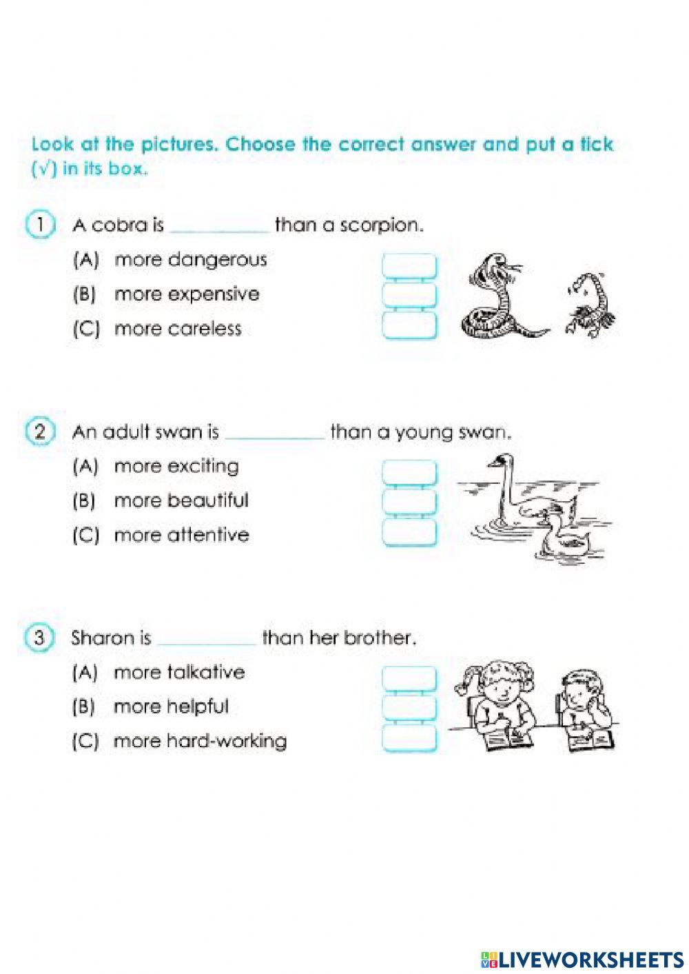 Comparative adjectives | Rina94 | Live Worksheets