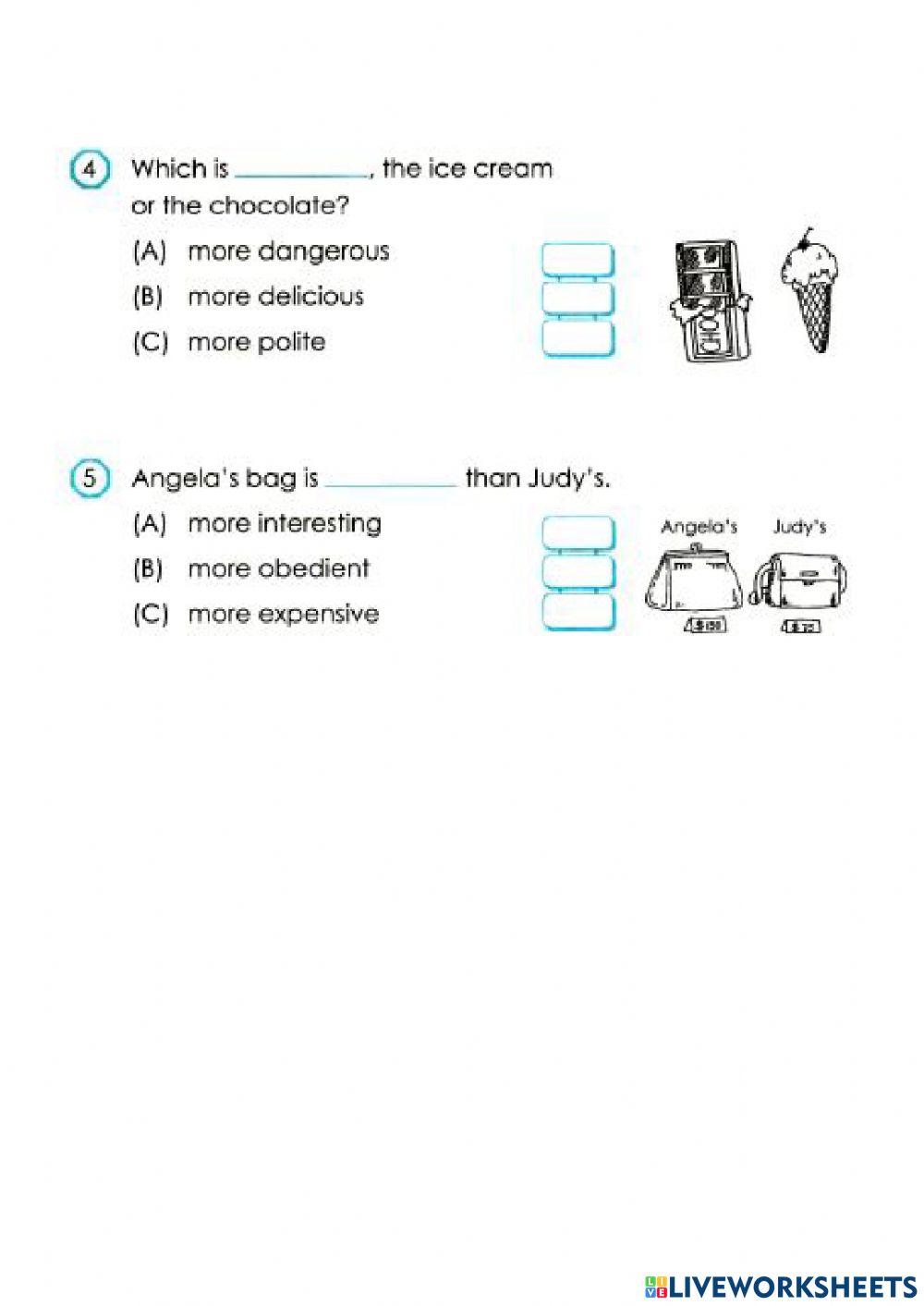 Comparative adjectives | Rina94 | Live Worksheets