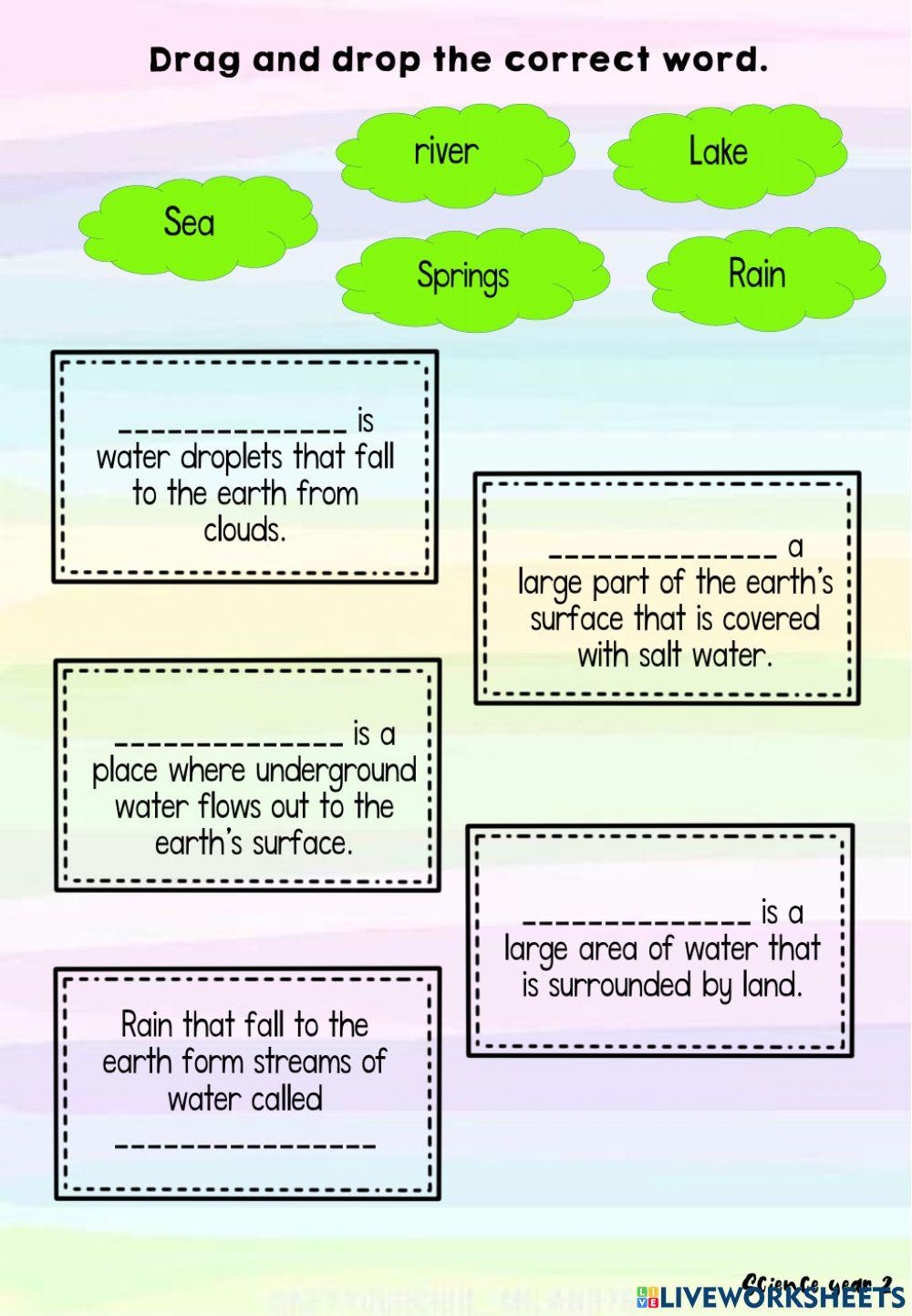 Natural water r… | Free Interactive Worksheets | 1266195