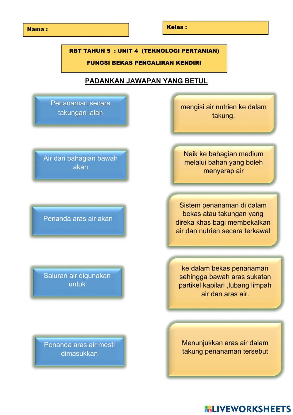 Rbt tahun 5 : t… | Free Interactive Worksheets | 1266523