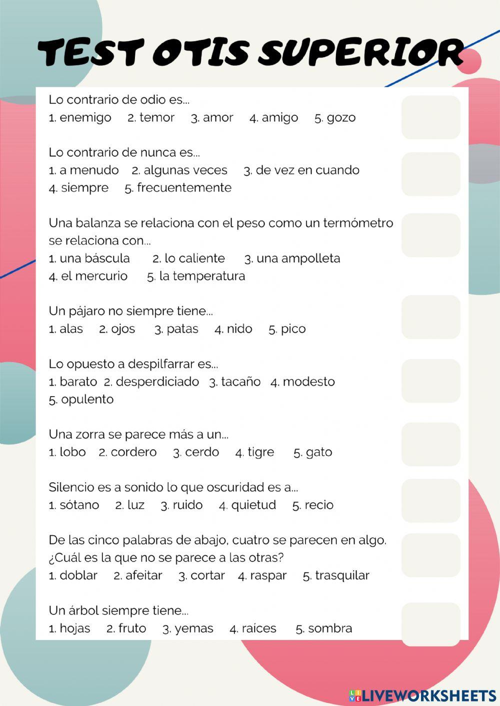 OTIS SUPERIOR online exercise for | Live Worksheets