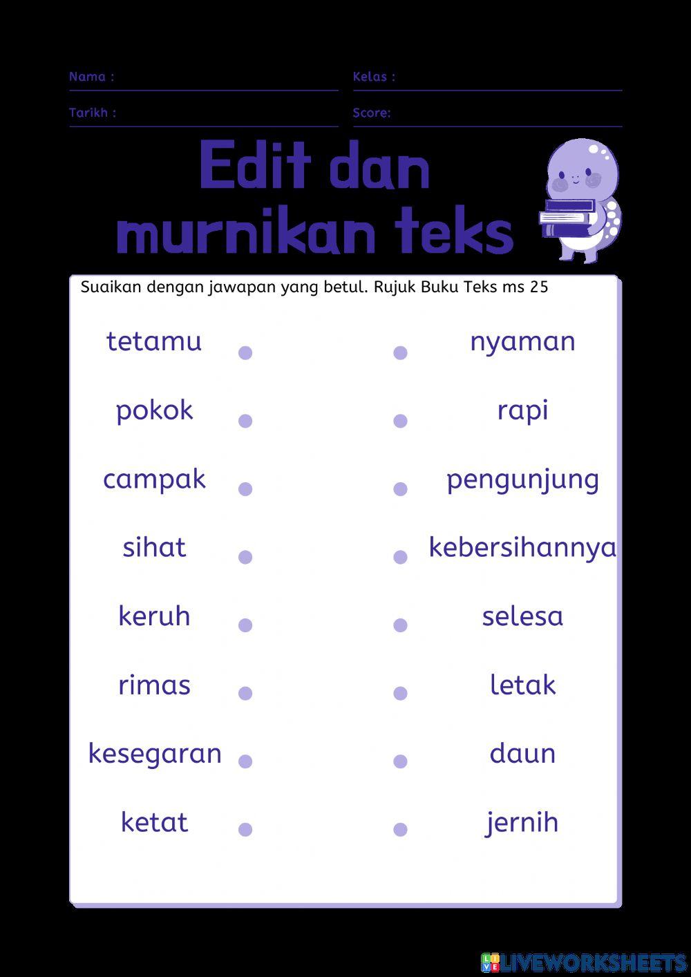 Edit dan murnikan teks activity | Live Worksheets