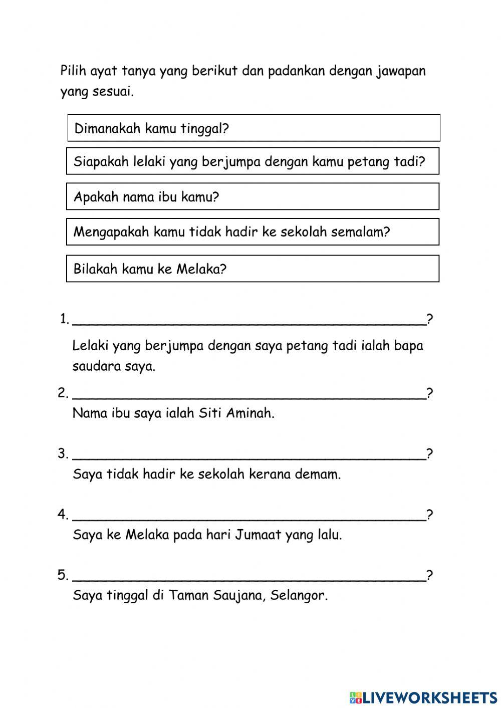 Latihan Ayat Tanya Dengan Kata Tanya Tahun 3 Kursus - vrogue.co Latihan Ayat Tanya Dengan Kata Tanya Tahun 3 Kursus - vrogue.co