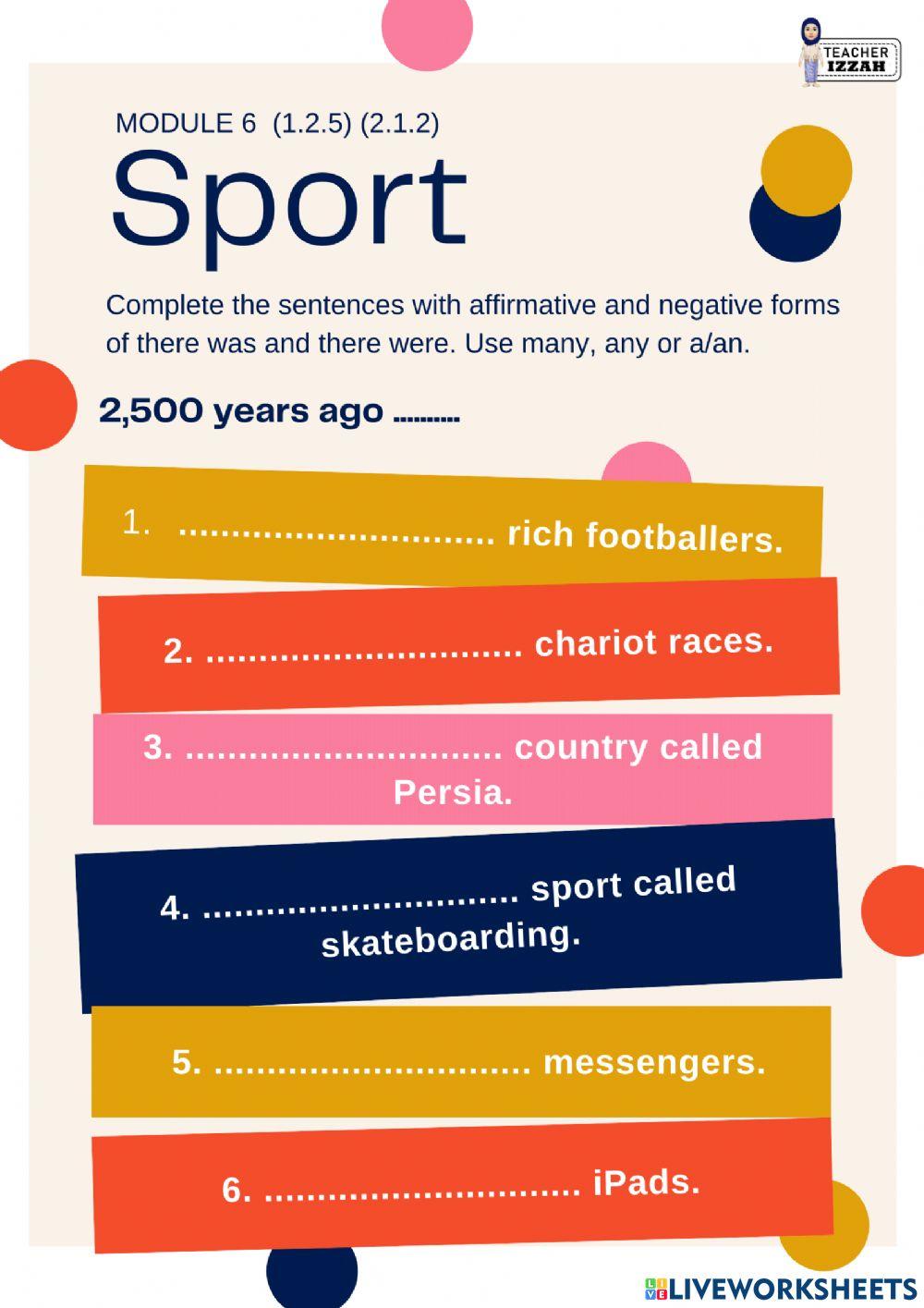 Module 6 sport worksheet | Live Worksheets