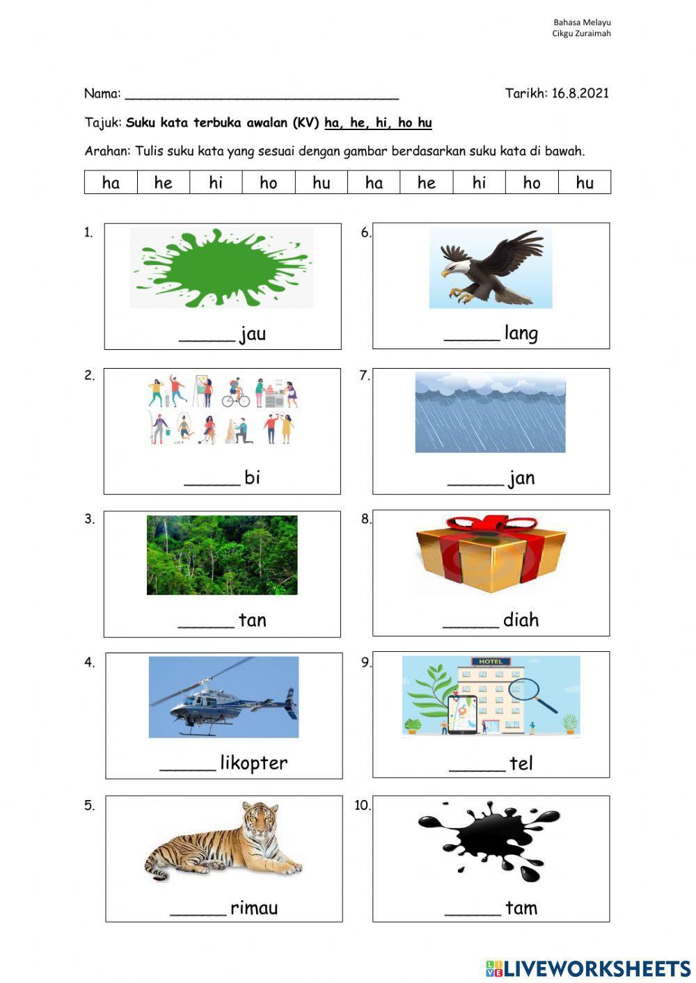 1267296 | Suku Kata Terbuka (ha he hi ho hu) | Zuraimah
