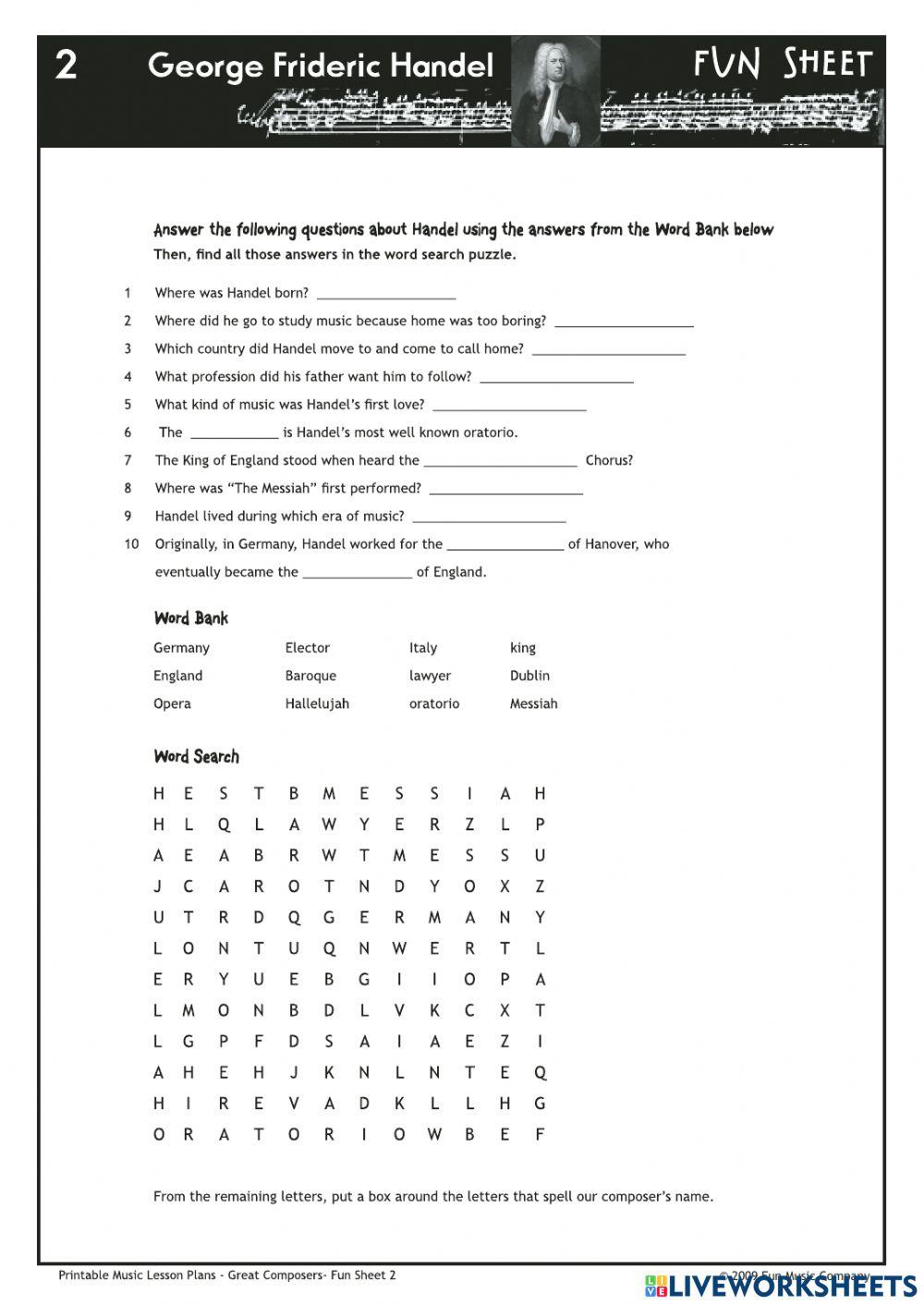 George Frideric Handel - Fun Sheet 3686417 | Emma Kersley