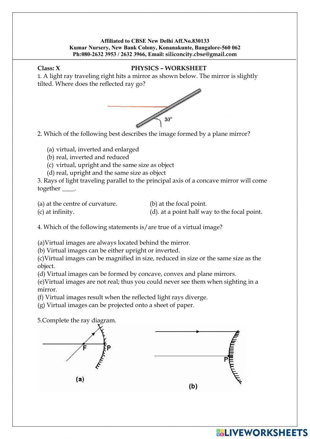 Physics online pdf exercise for 10 | Live Worksheets