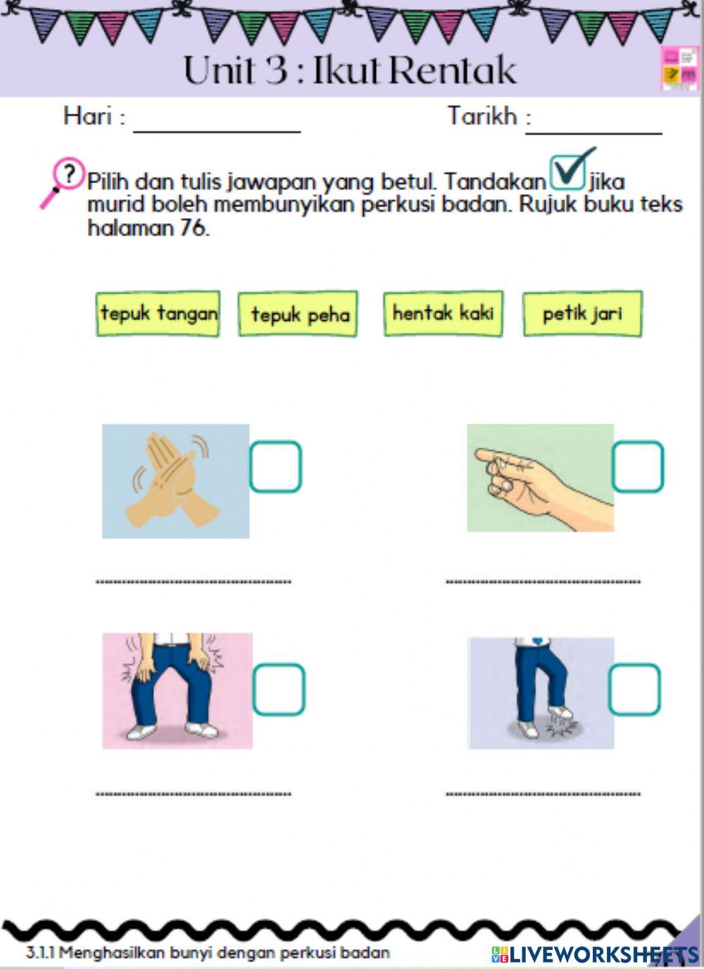 Perkusi Badan exercise for PPKI | Live Worksheets