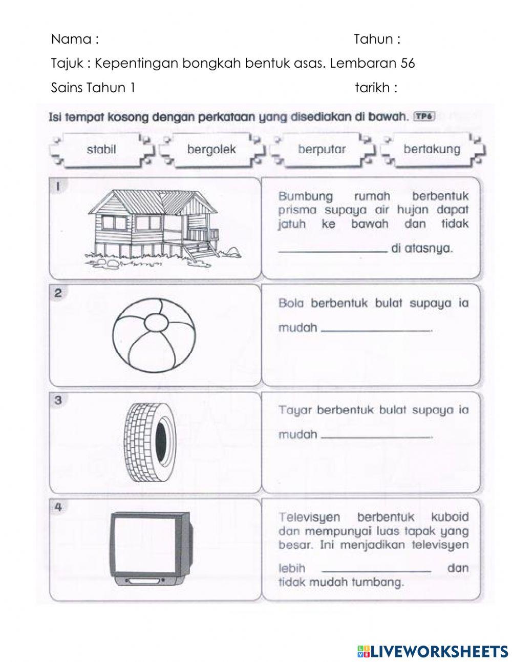 Sains tahun 1 online worksheet for 1 | Live Worksheets