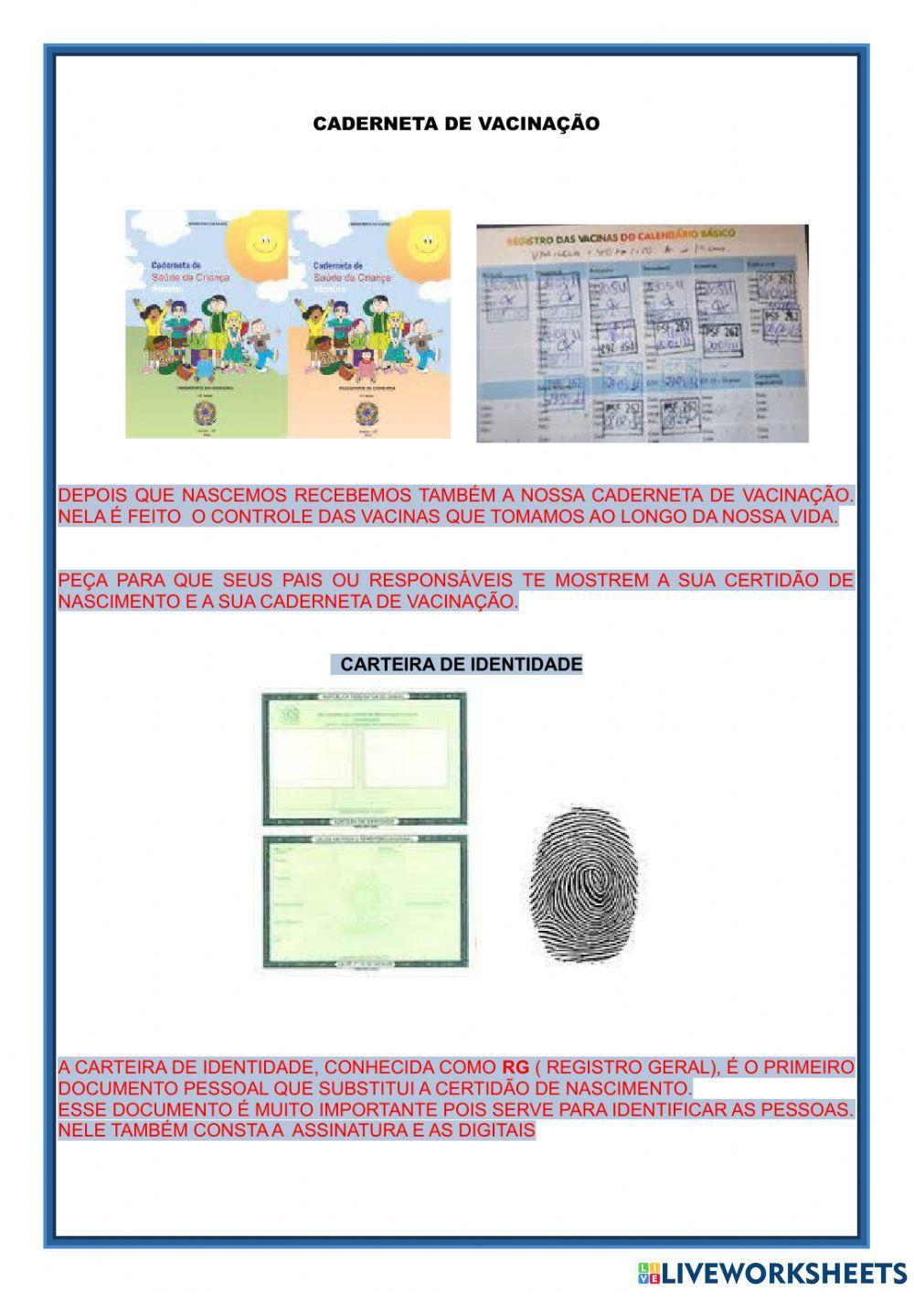 DocuMENtos pess… | Free Interactive Worksheets | 1267852