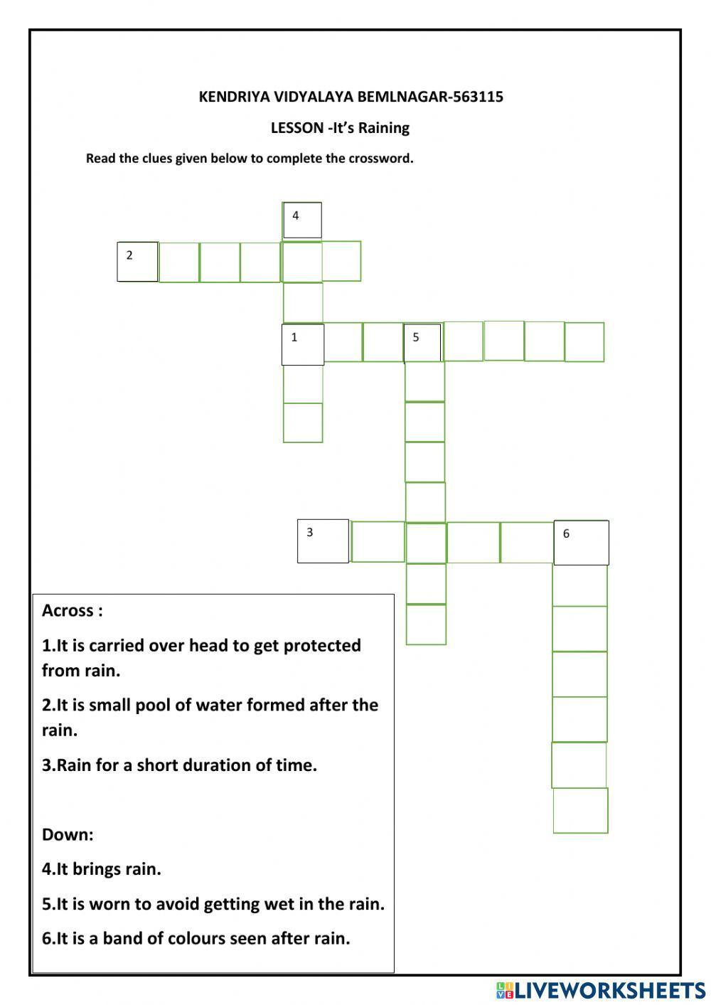 It's Raining | Free Interactive Worksheets | 1268606