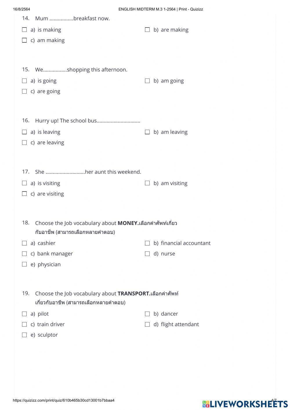 Midterm exercise for 6 | Live Worksheets