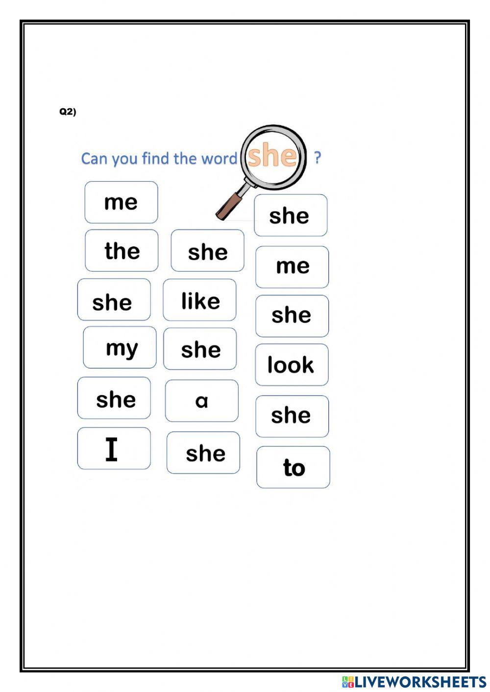 English online exercise for jr.kg | Live Worksheets