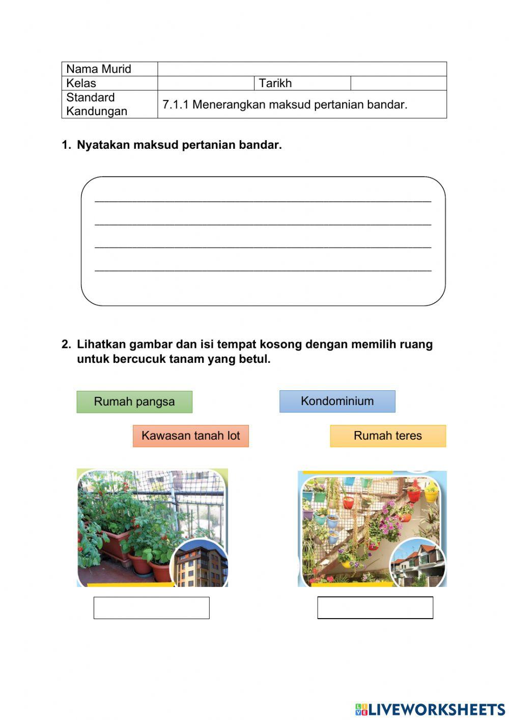 Unit 4: Teknologi Pertanian interactive worksheet | Live Worksheets