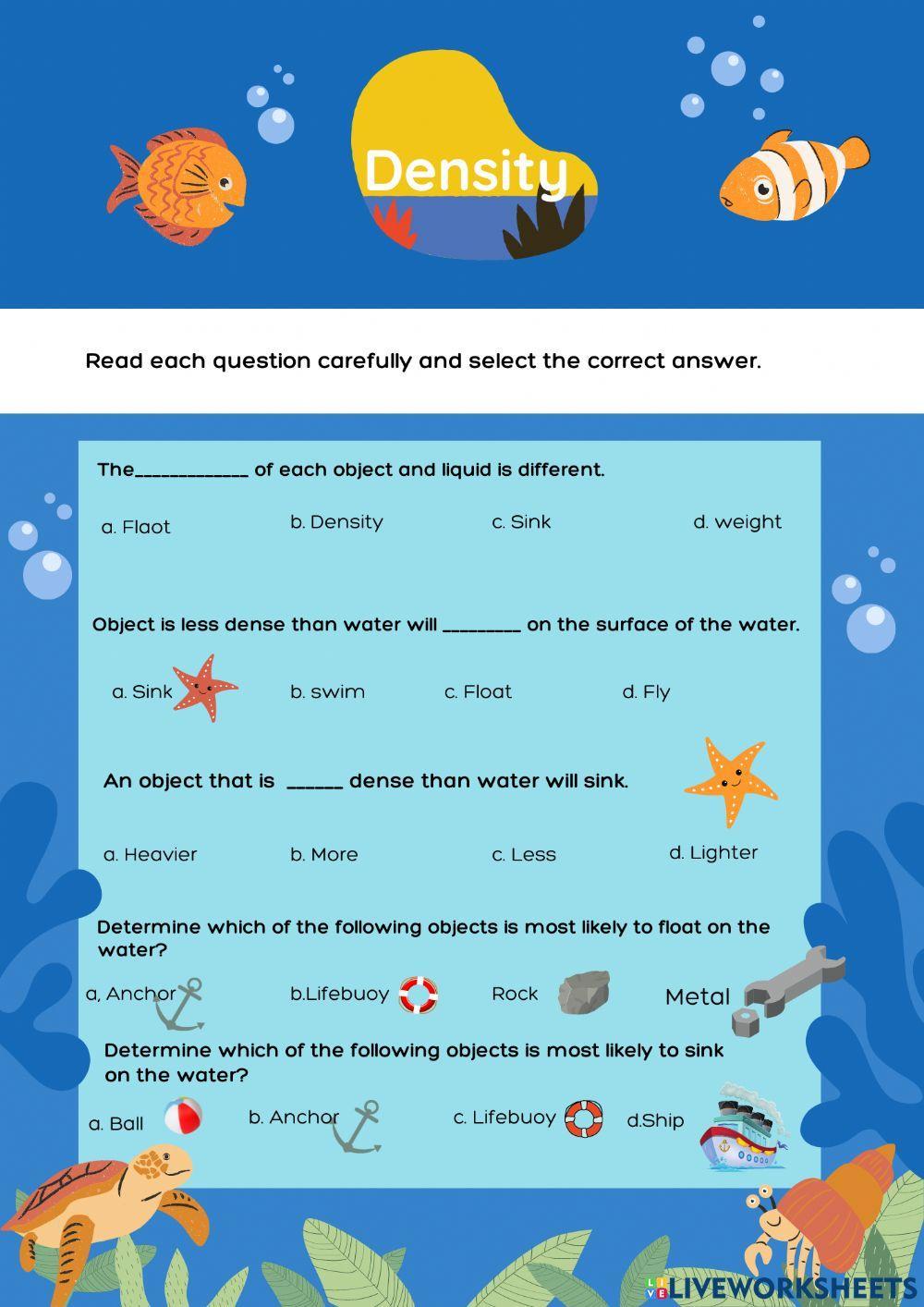 Density | Free Interactive Worksheets | 1268890