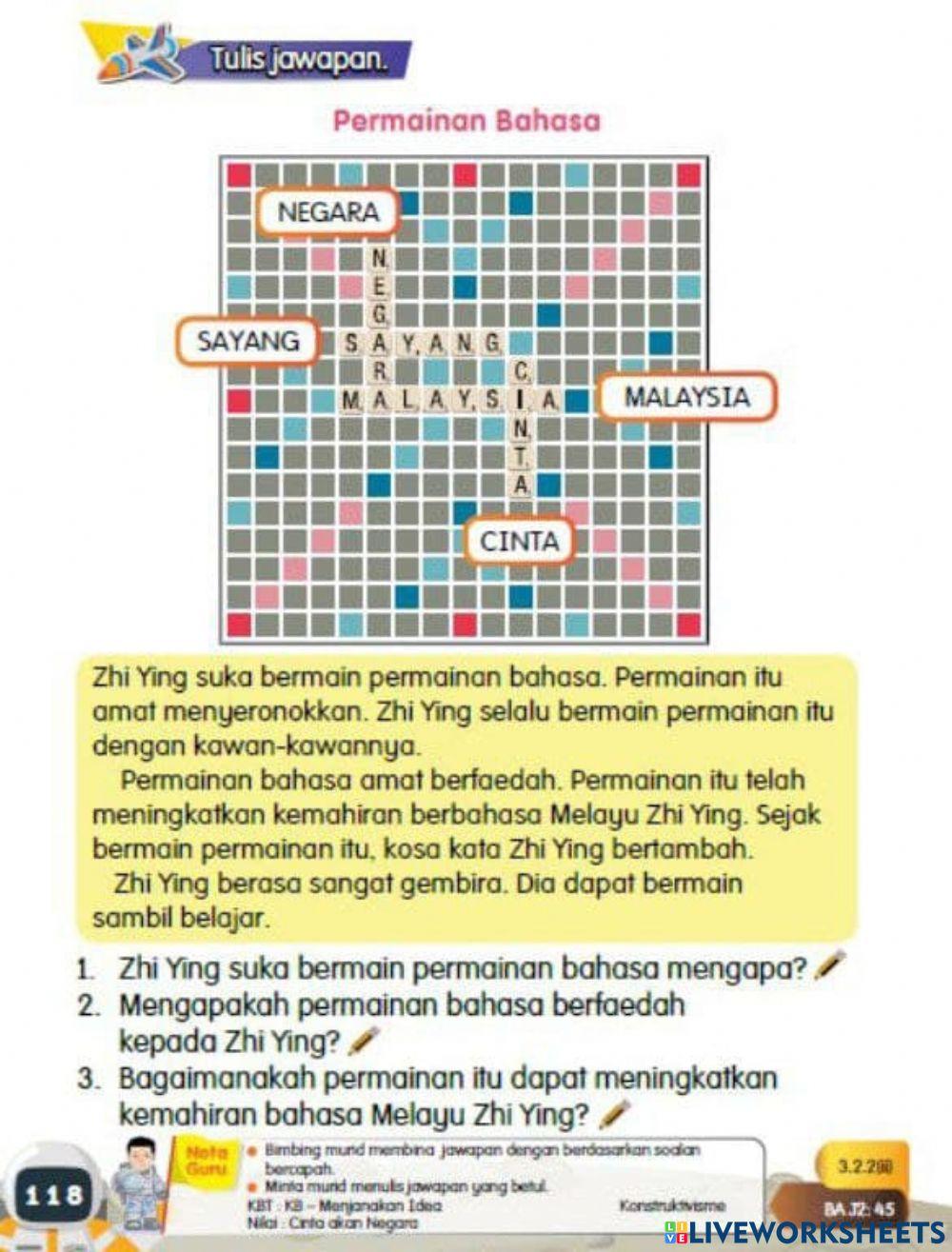 Permainan Bahasa ms118 bt worksheet | Live Worksheets