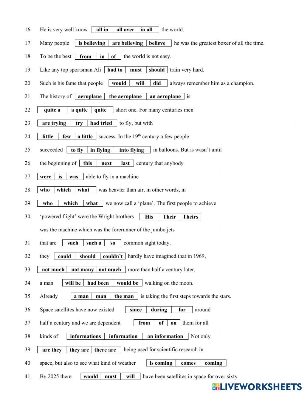 Grammar online exercise for ENGLISH | Live Worksheets