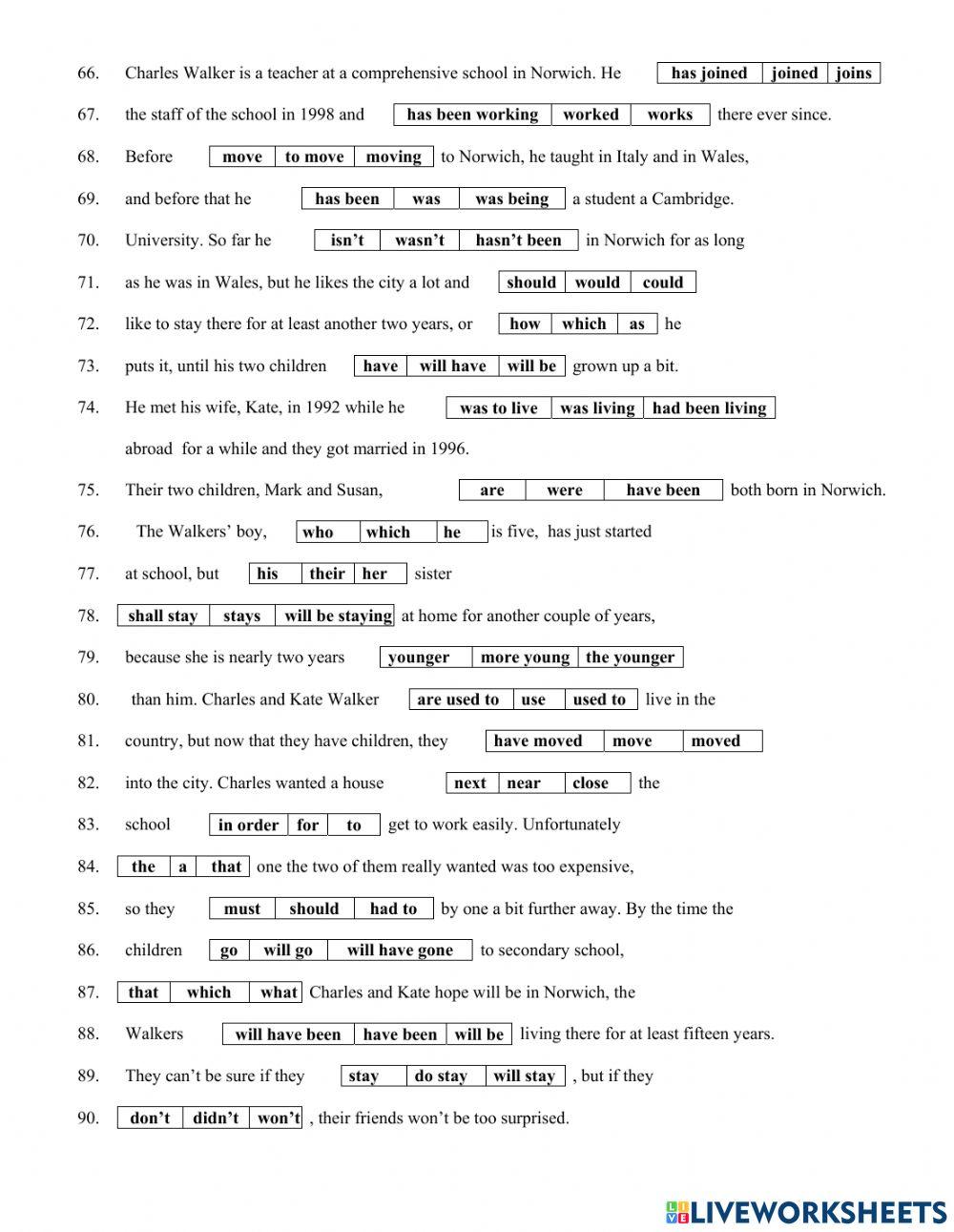 Grammar online exercise for ENGLISH | Live Worksheets