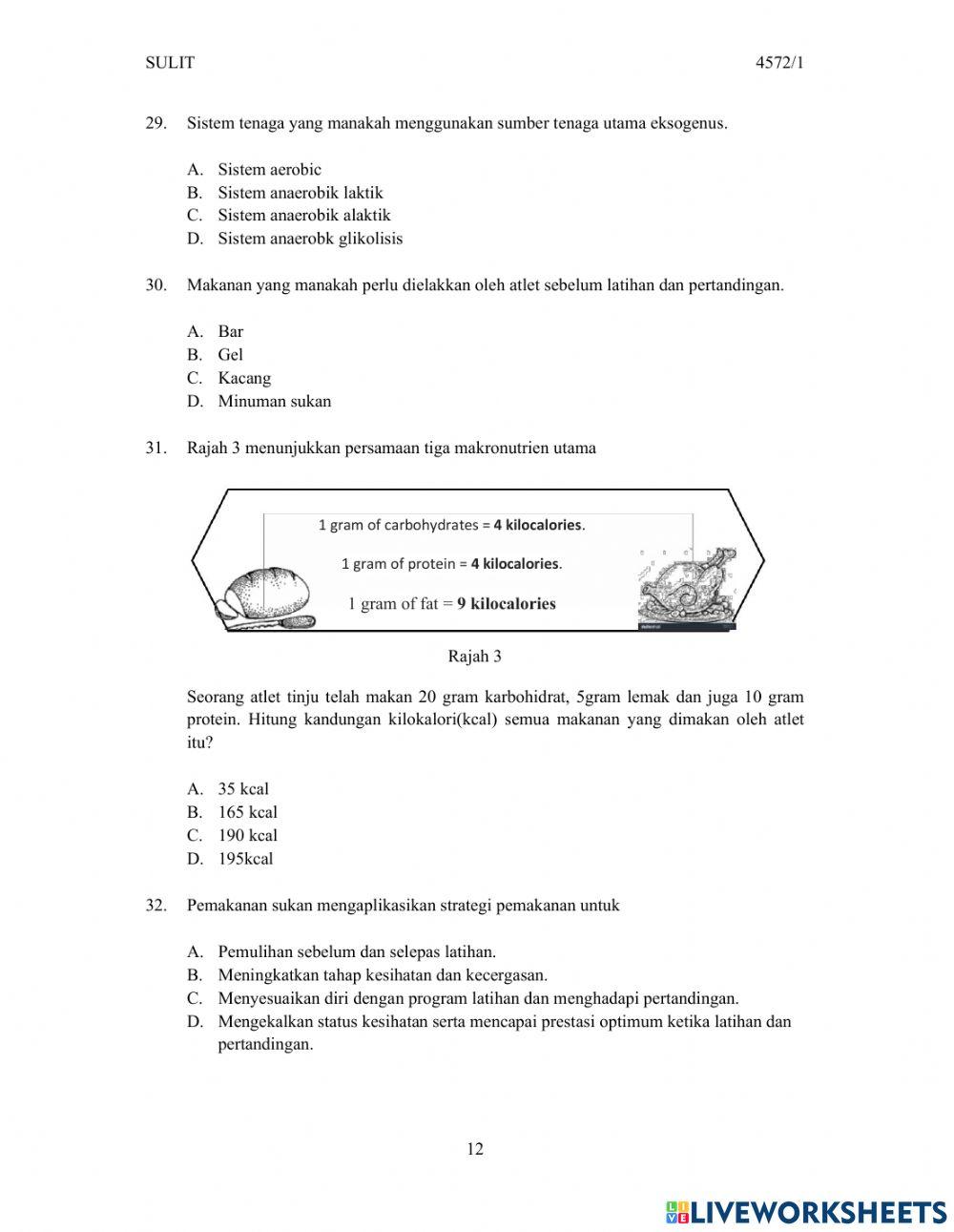 Sains Sukan T5 (2) worksheet | Live Worksheets