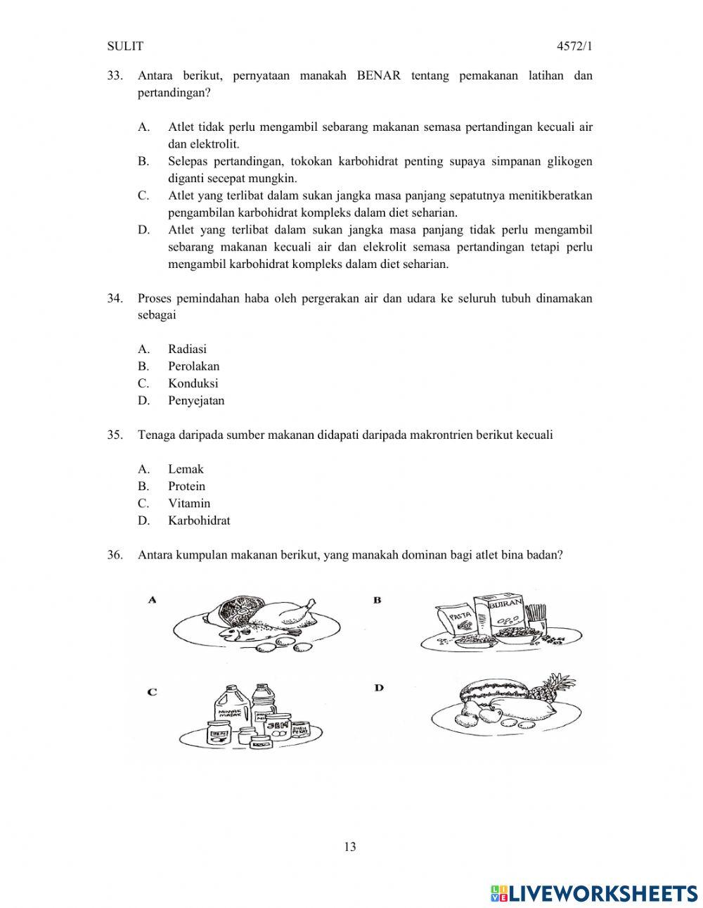 Sains Sukan T5 (2) worksheet | Live Worksheets